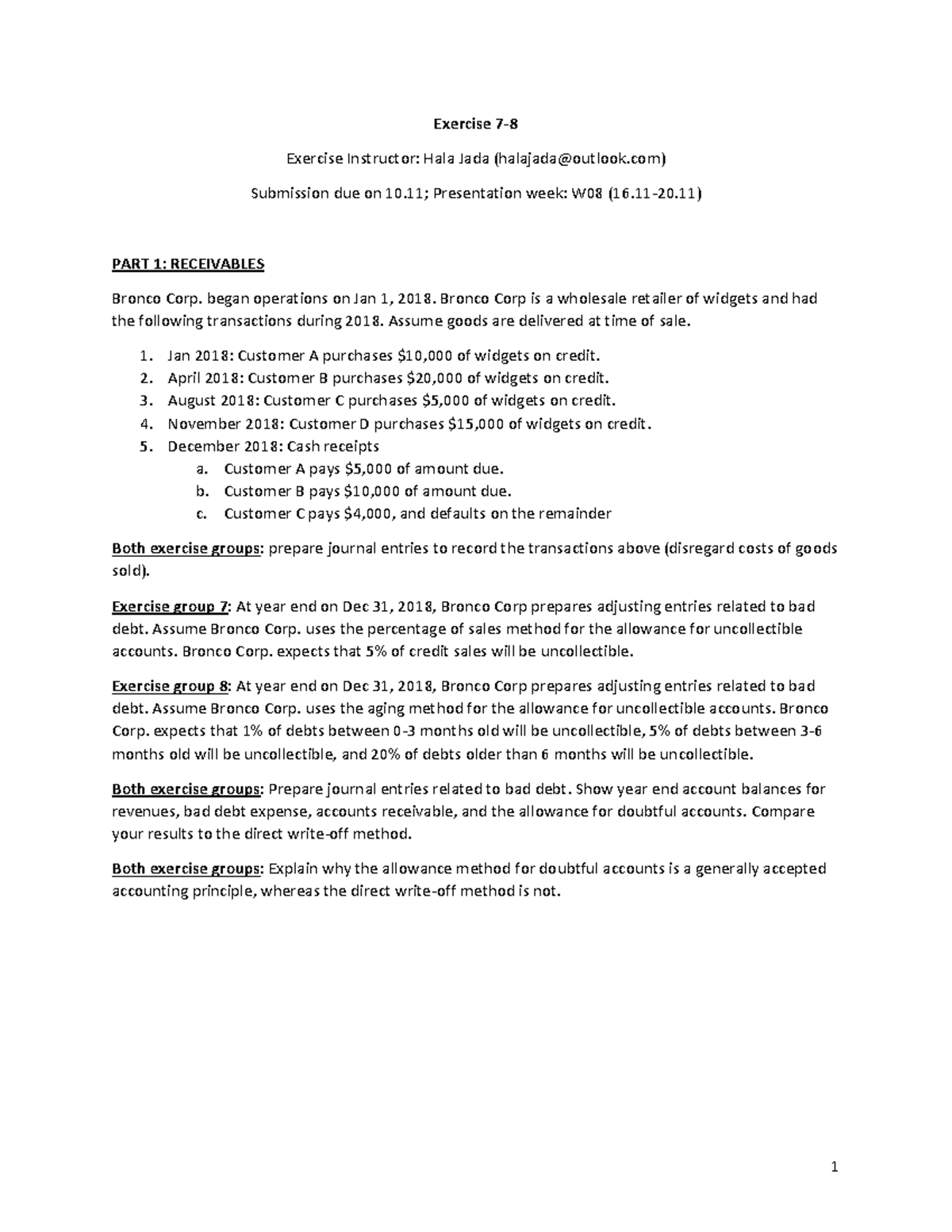 Exercise 7 8 - Übung - Introduction to Financial Accounting - Uni Mannheim - Studocu