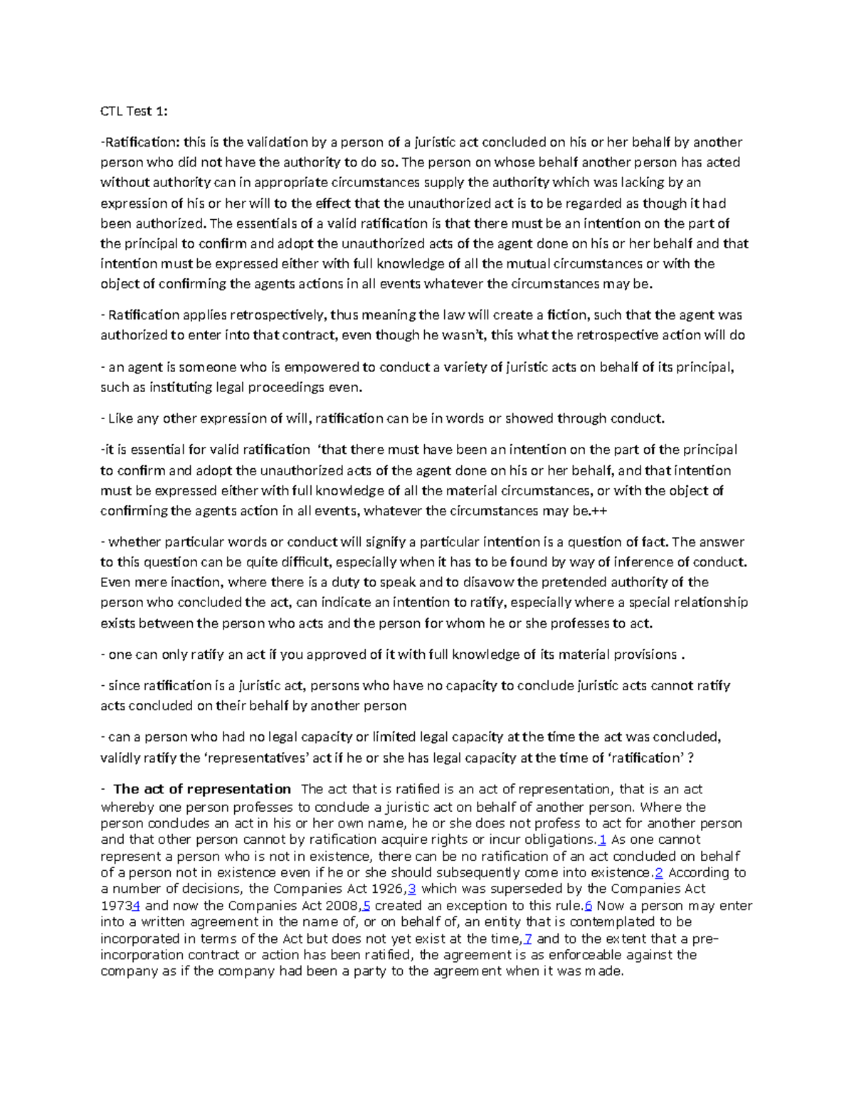 CTL Test 1 prep - Test 1 preparation notes - CTL Test 1: -Ratification ...