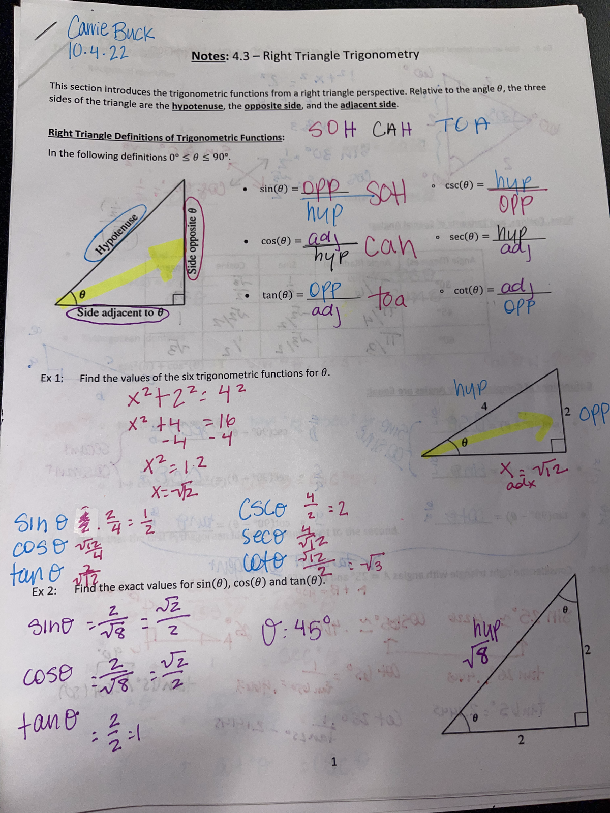 Sines, Cosines, Tangents, Unit Circle - MATH 118 - Studocu
