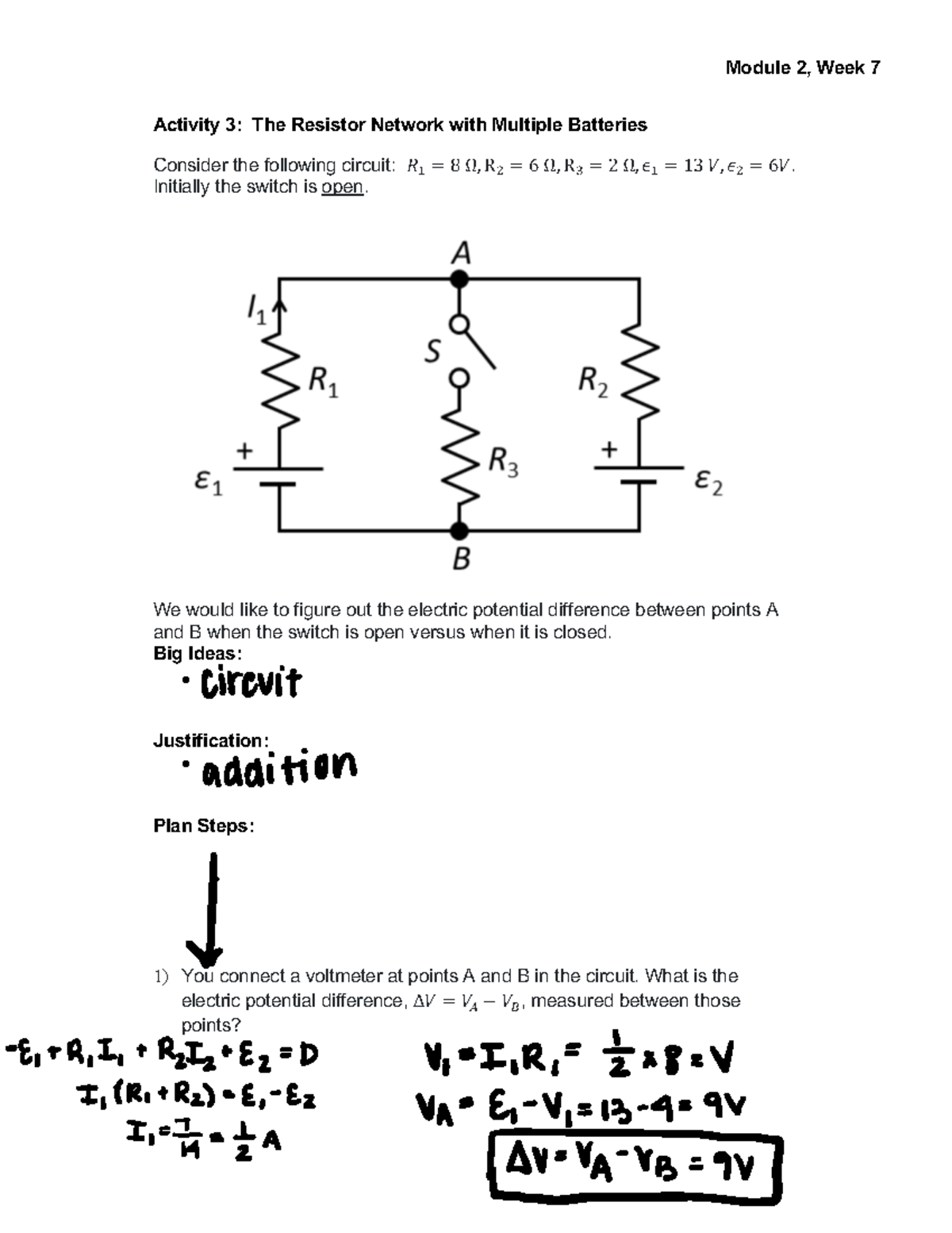 Discussion 7 - Module 2, Week 7 Activity 3: The Resistor Network with ...