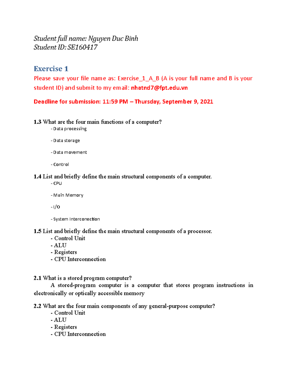 Exercise 1 Nguyen Duc Binh SE160417 - Programming Fundamentals - FPT - Studocu