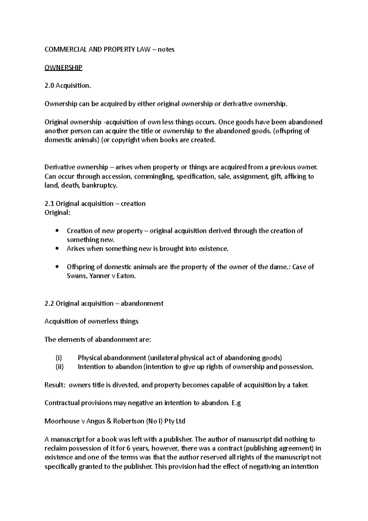 Commercial and Property law - notes - COMMERCIAL AND PROPERTY LAW ...