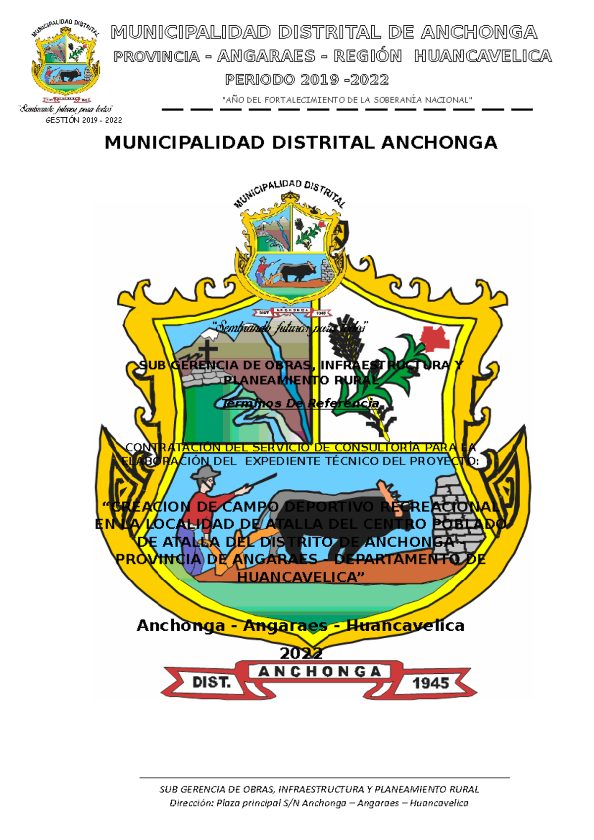 TDR Servicio - LOSA Atalla 030441 - MUNICIPALIDAD DISTRITAL ANCHONGA ...