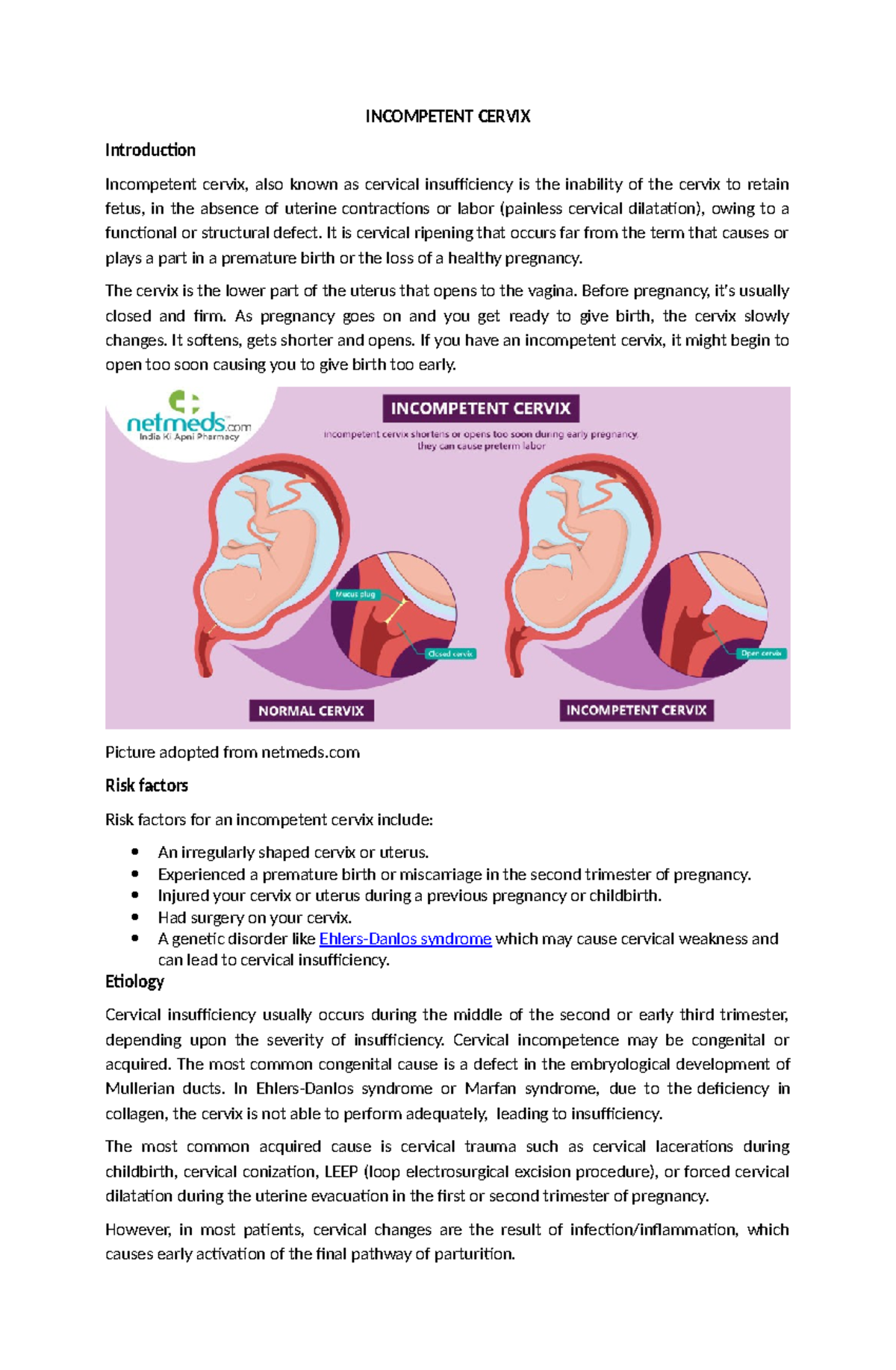 Readings Incompetent Cervix - INCOMPETENT CERVIX Introduction ...