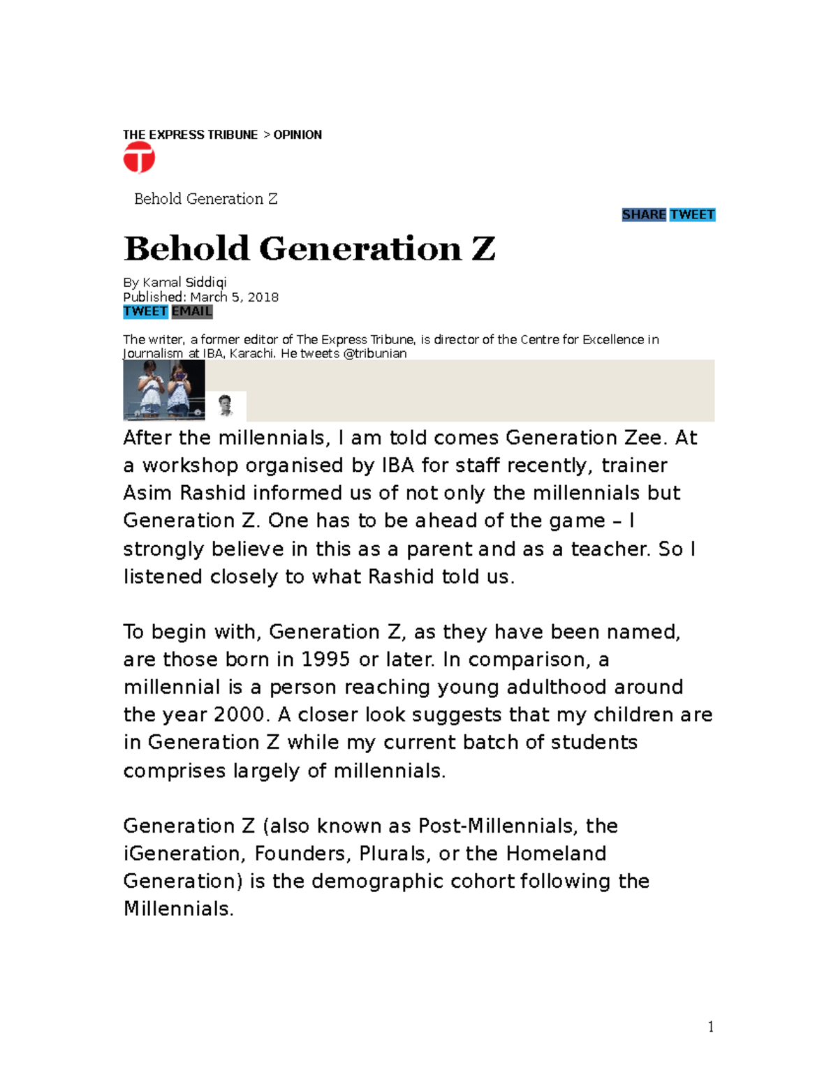 THE Express Tribune - an article to promote basic information about the ...