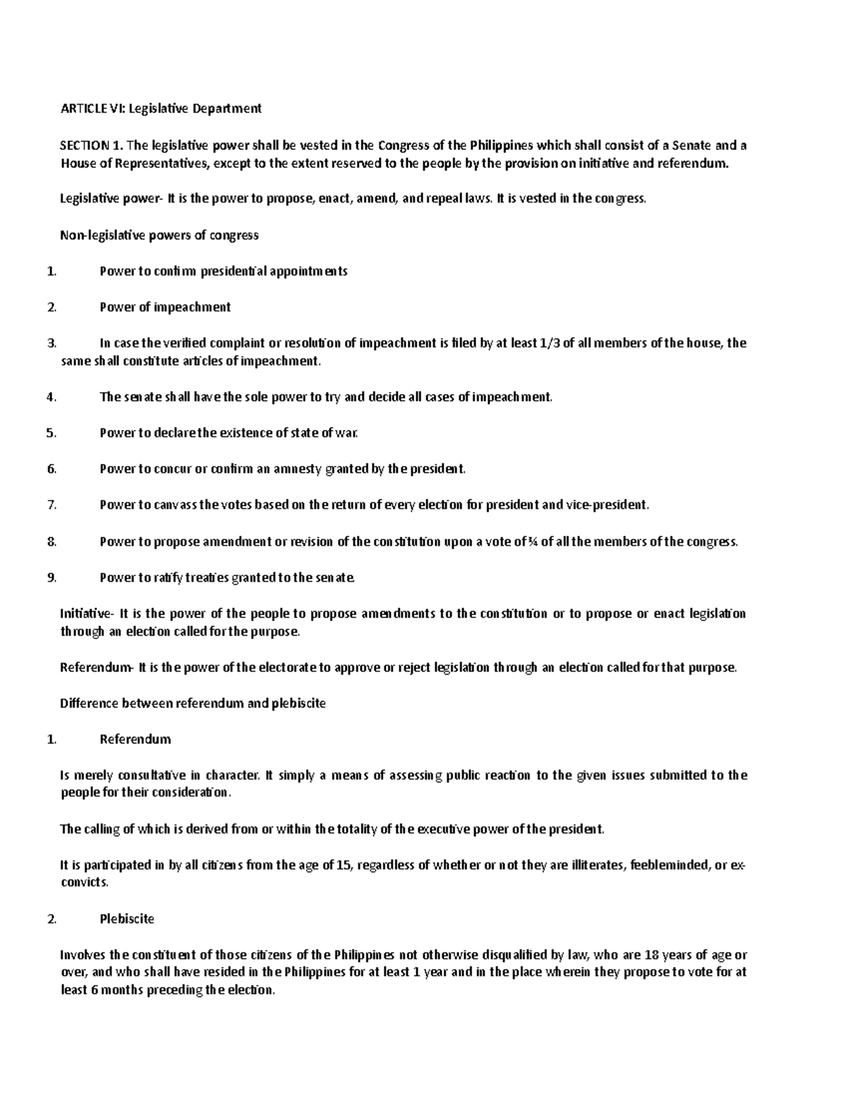 Article VI Sec 1 to 6 - Lecture notes 13 - Laws on Obligations and ...