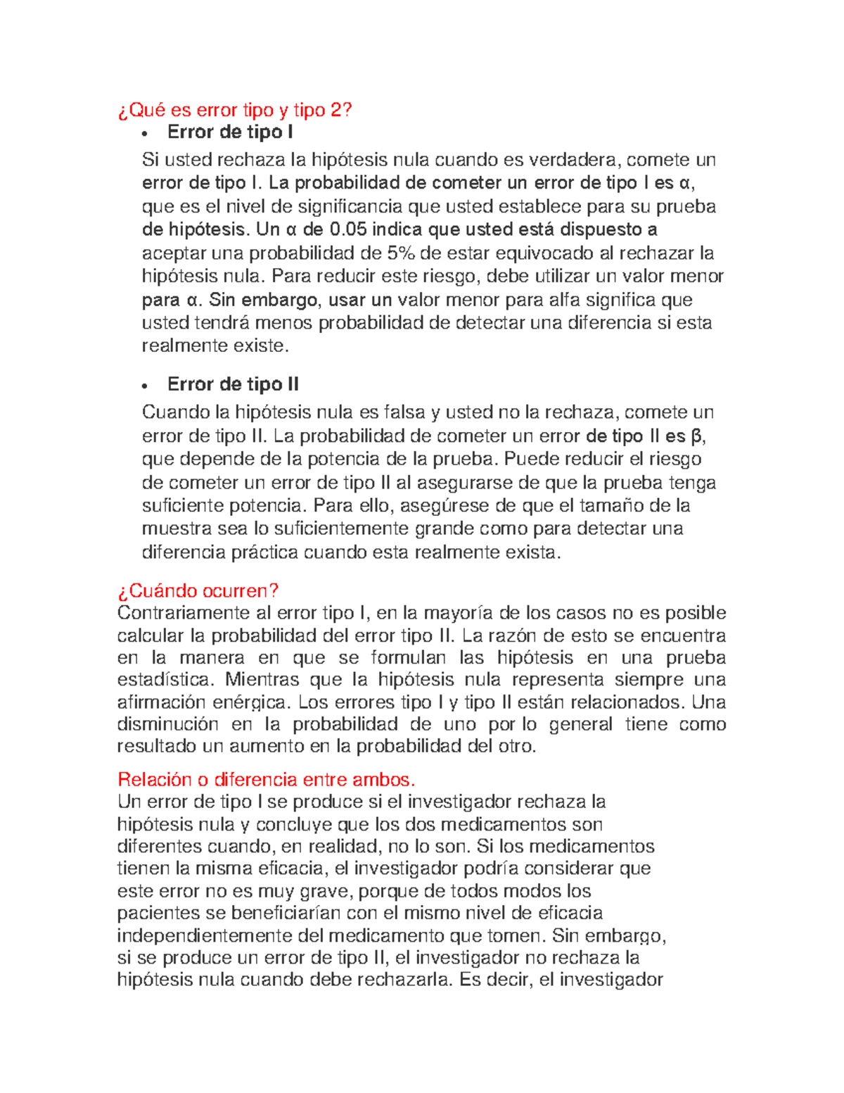 Qué es error tipo y tipo 2 - La probabilidad de cometer un error de ...