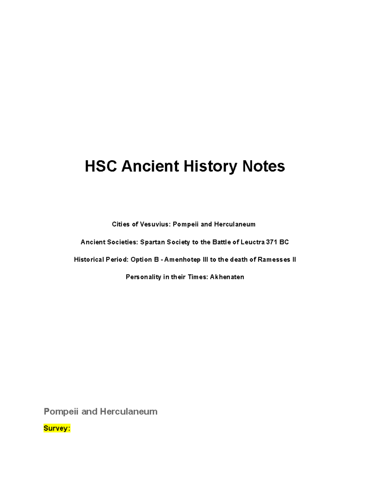 Ancient History Notes by T. James - HSC Ancient History Notes Cities of ...