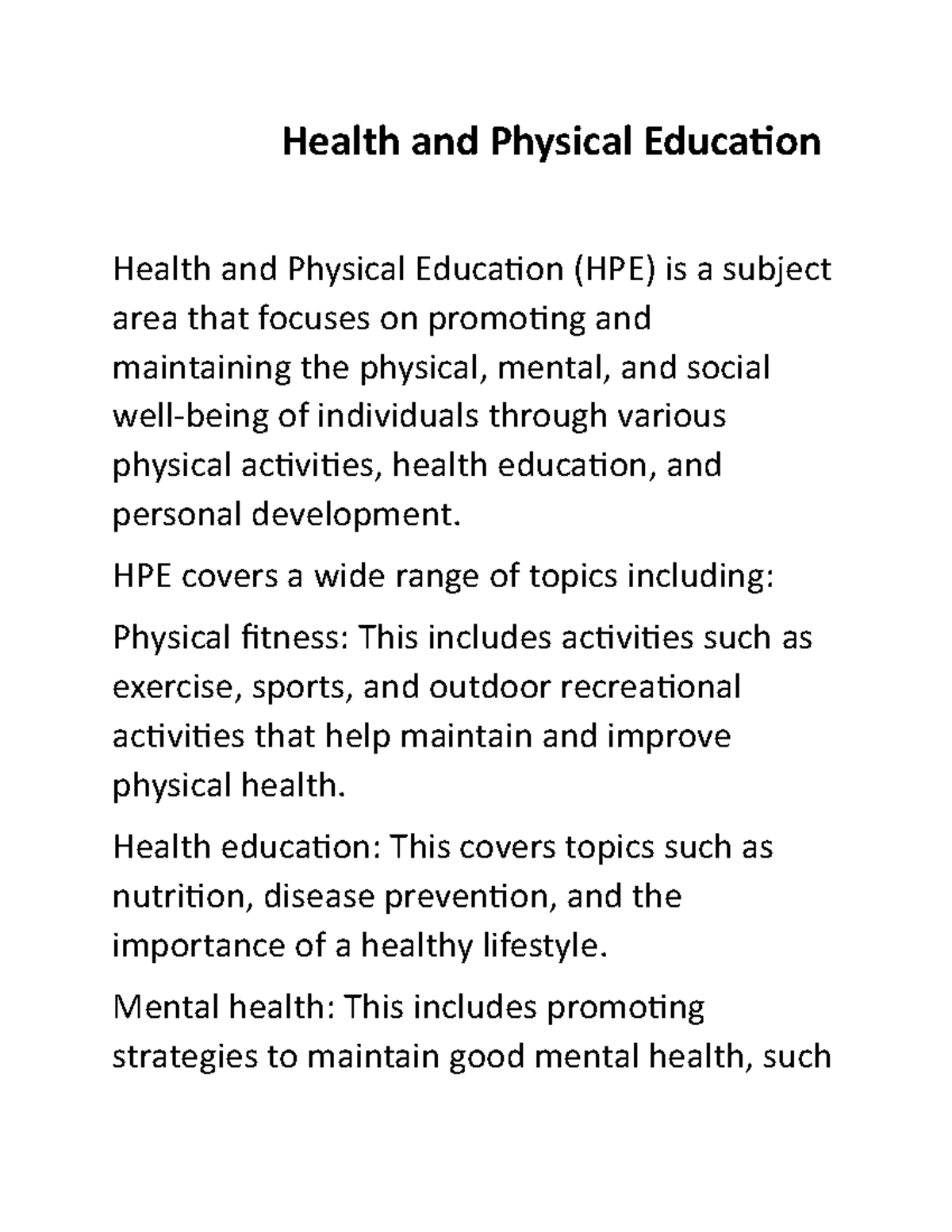 Document (1) - health and physical education notes - Health and ...