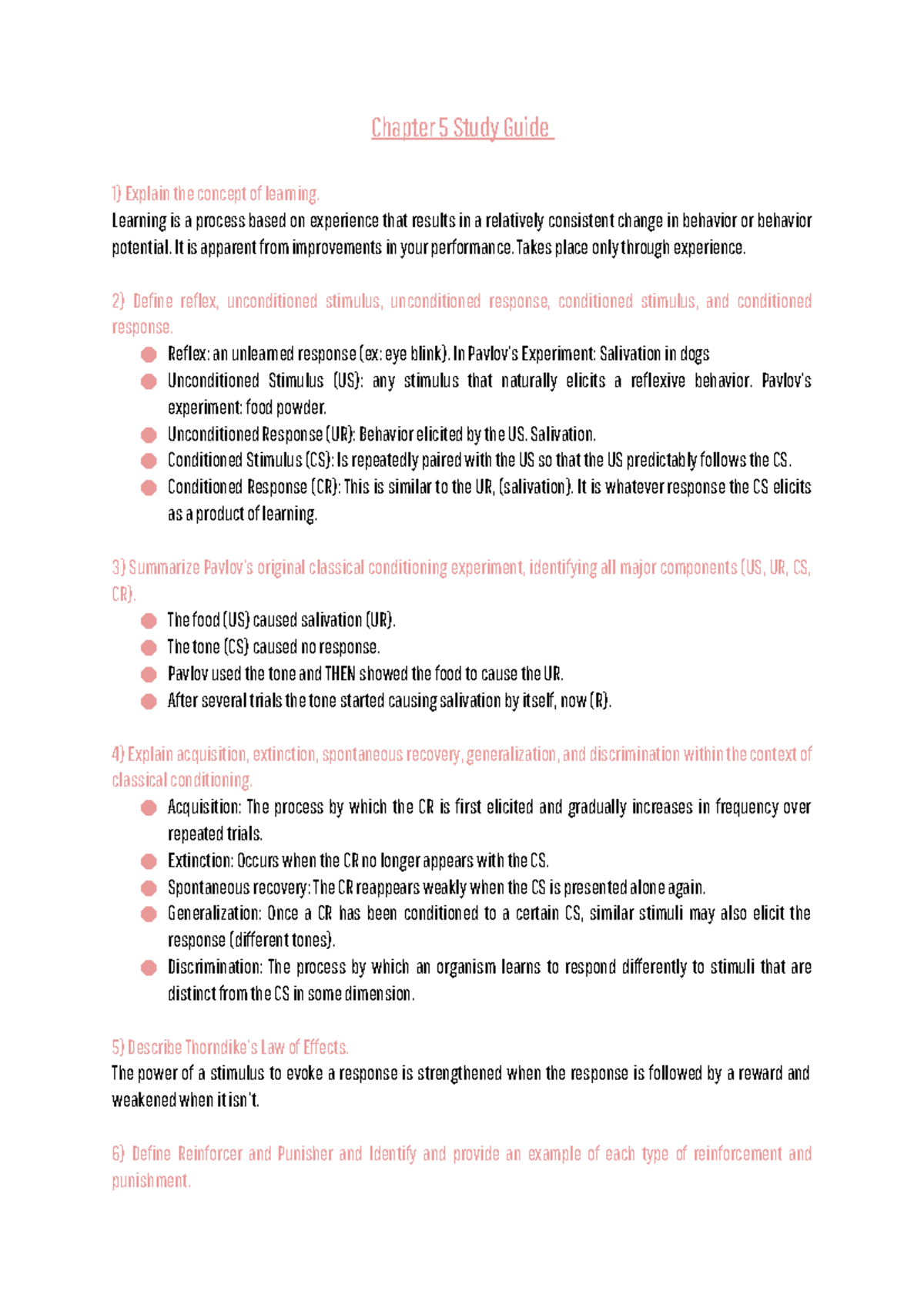 Chapter 5 Study Guide - Chapter 5 Study Guide Explain the concept of ...