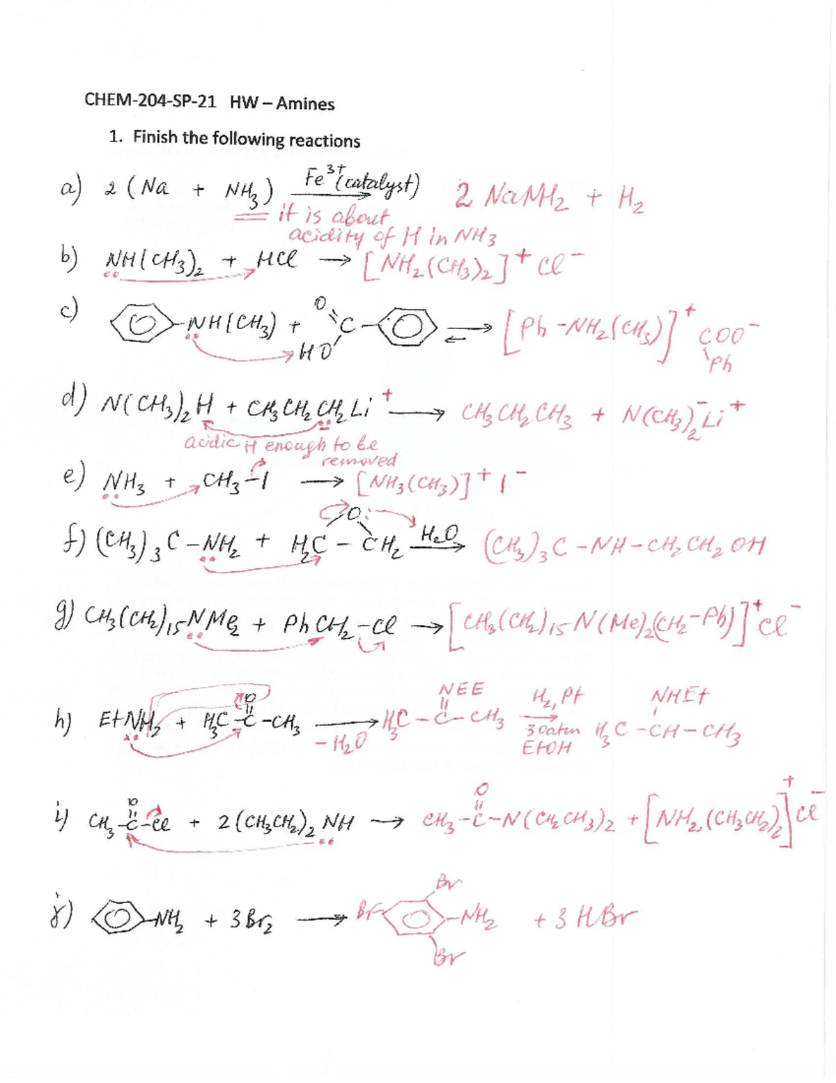 HW-Amines-Answers - Answers to homework solutions - CHEM204 - Studocu