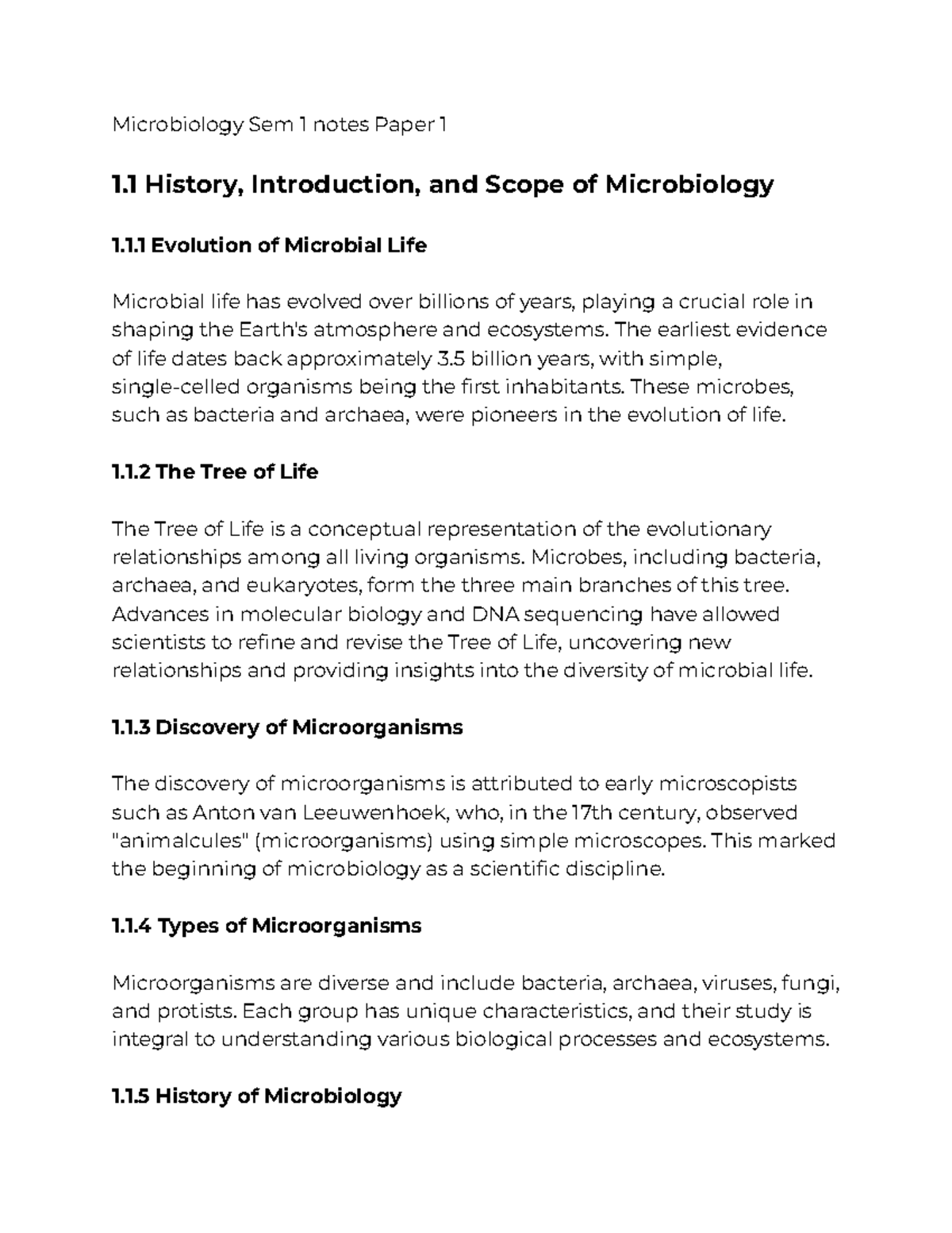 Microbiology Sem 1 notes Paper 1 - Microbiology Sem 1 notes Paper 1 1 ...