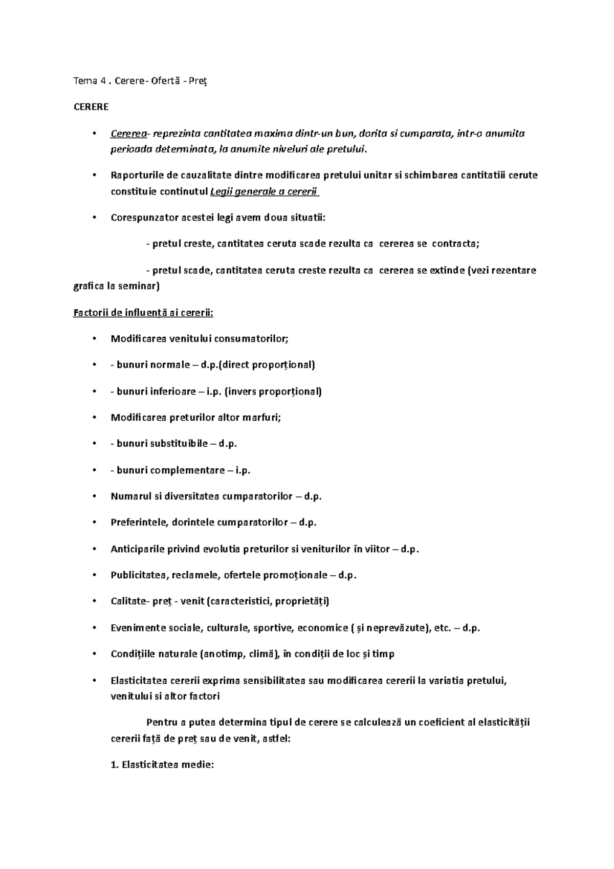 Tema 4 Cerere-Ofertă-Preț - Tema 4. Cerere- Ofertă - Preț CERERE ...