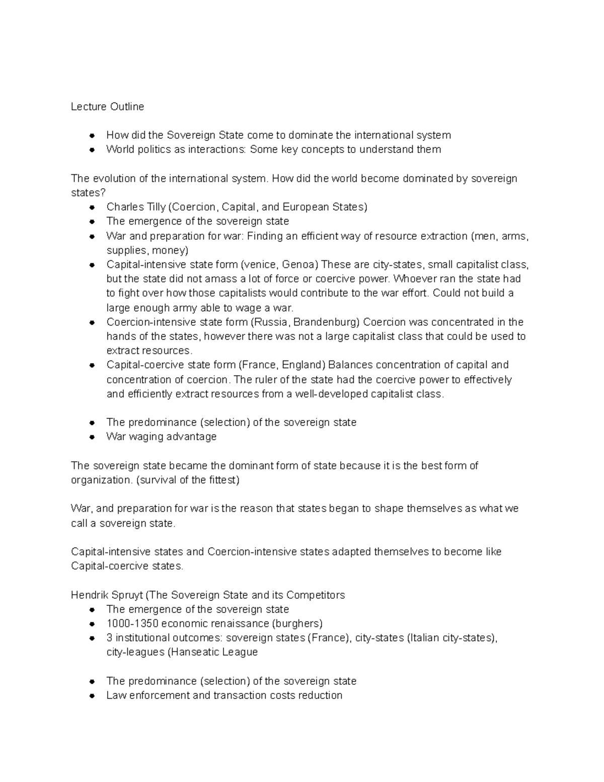 Poli 244 course notes - Lecture Outline How did the Sovereign State ...