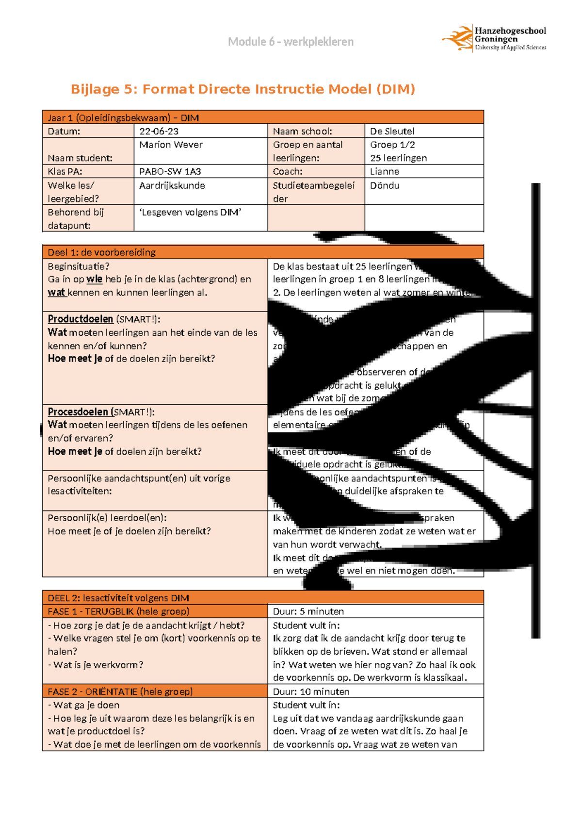 Dim model aardrijkskunde themaweek - Module 6 - werkplekleren Bijlage 5 ...