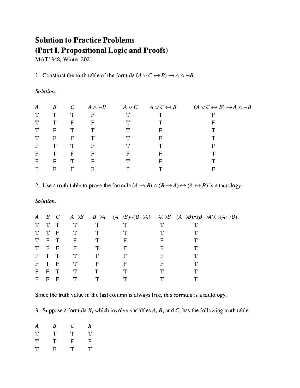 Solution to Practice Problems 1 - Solution to Practice Problems (Part I ...