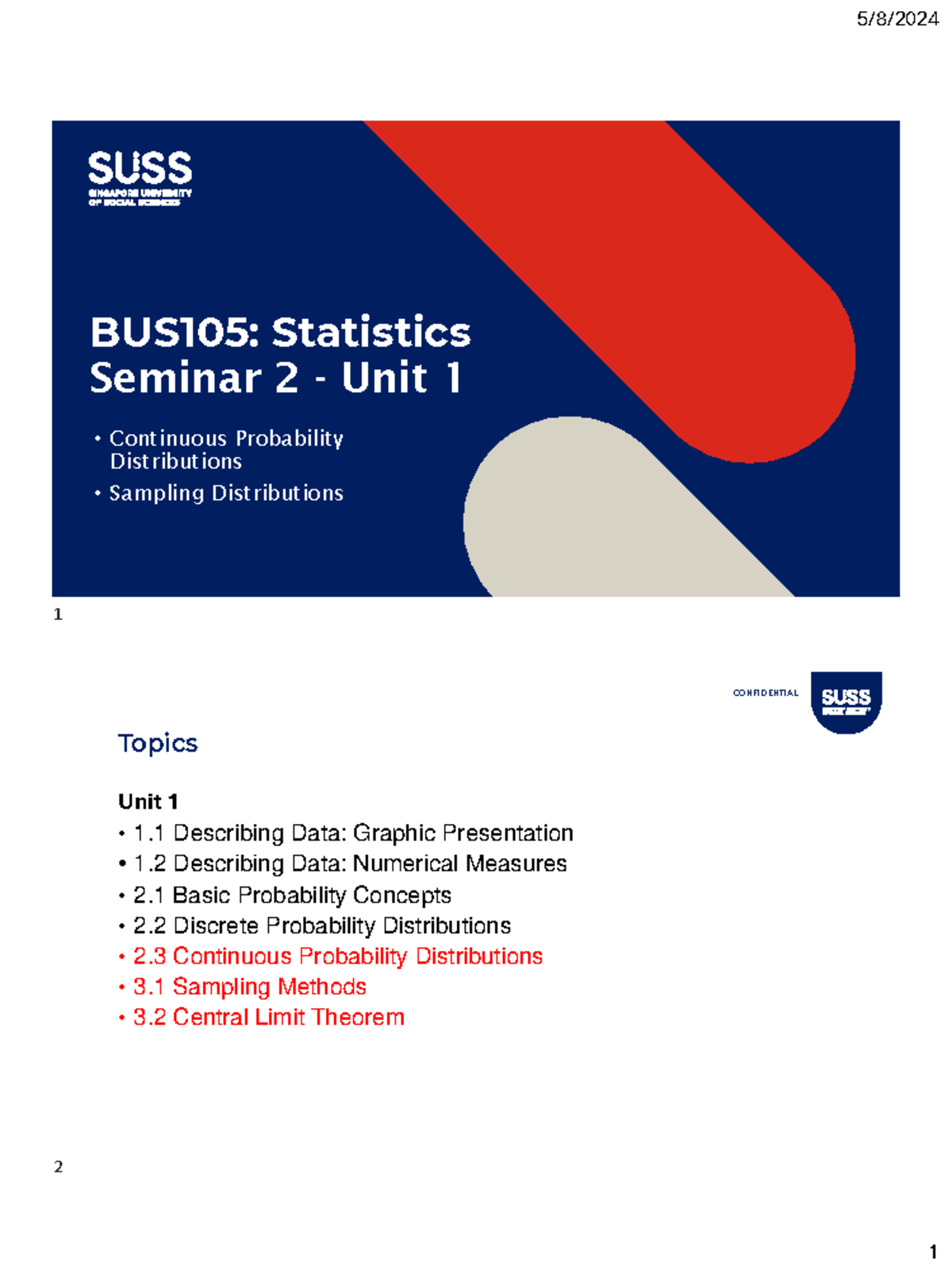 Seminar 2 Tutor Copy - Z FORMULA Z TRANSFORM - CONFIDENTIAL CONFIDENTIAL BUS105: Statistics ...