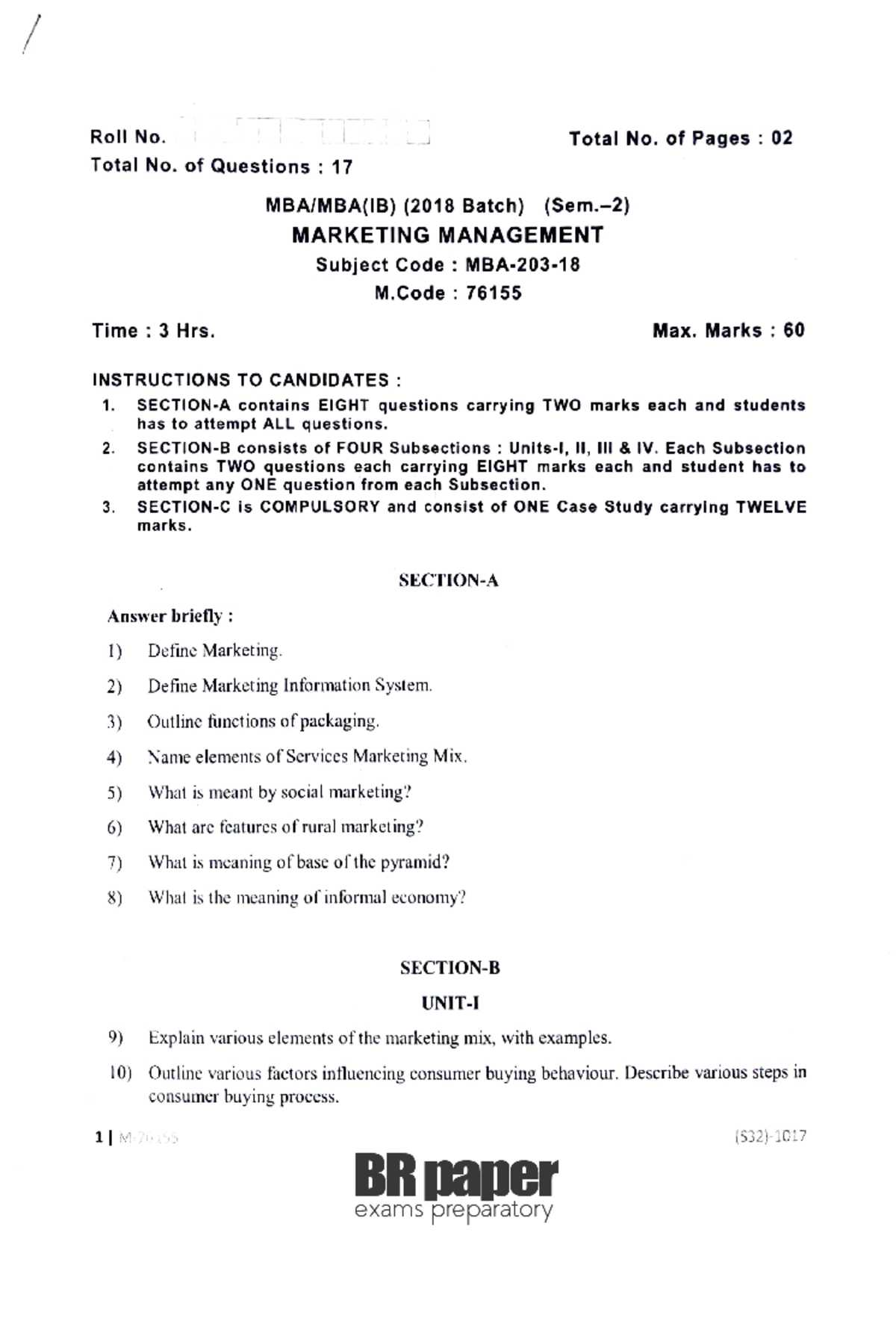 MM(2nd)Dec2019 - marketing management question paper - Studocu