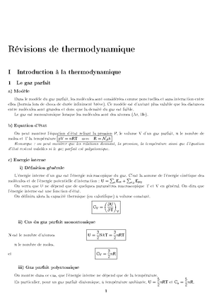 Chapitre 2 - INTRODUCTION A LA THERMODYNAMIQUE CONCEPTS ET DEFINITIONS - CHAPITRE II ...