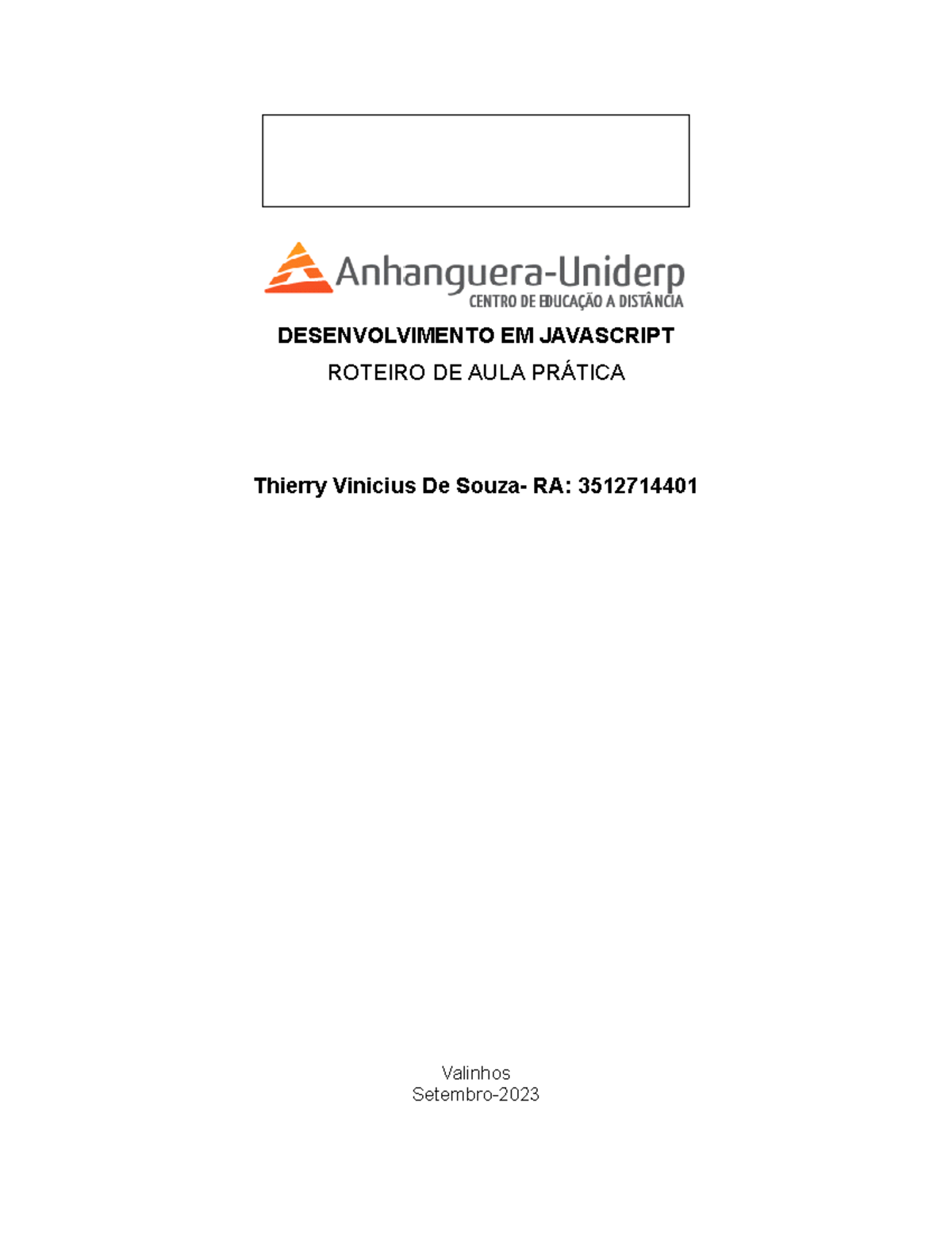 Portfolio desenvolvimento em javascript - DESENVOLVIMENTO EM JAVASCRIPT ROTEIRO DE AULA PRÁTICA ...