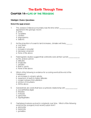 Ch14 Life of the Mesozoic Notes - The Earth Through Time CHAPTER 14 ...
