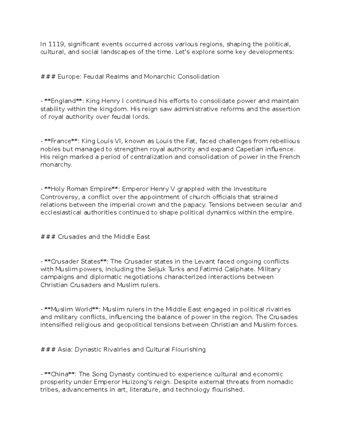 1119 essay - In 1119, significant events occurred across various ...