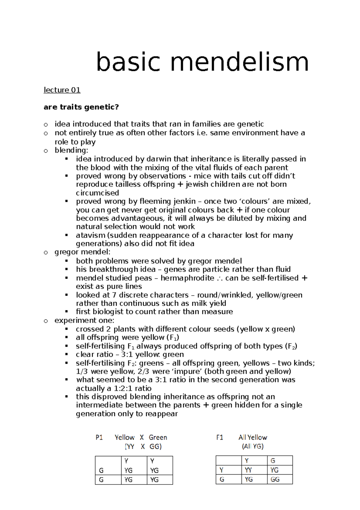 Lecture 01 - basic mendelism - H basic mendelism lecture 01 are traits ...