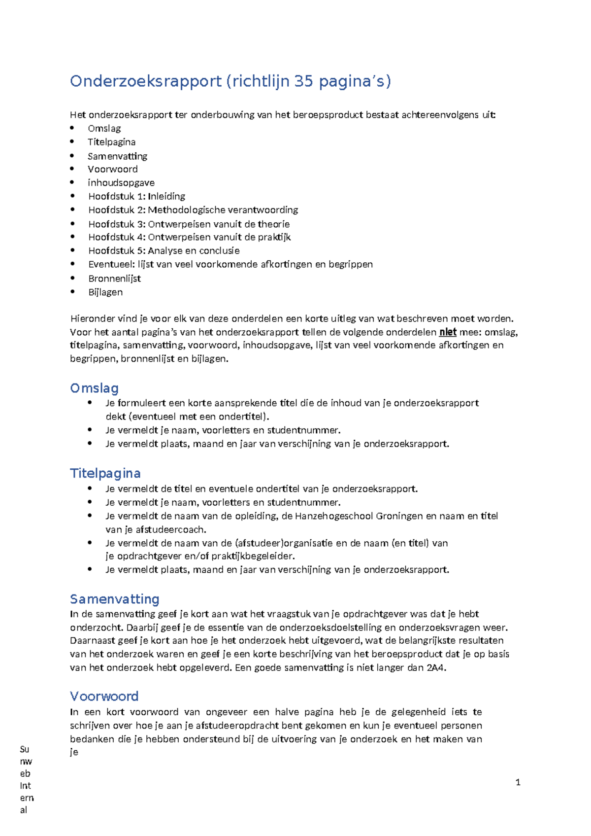 Richtlijnen onderzoeksrapport - Su nw eb Int ern 1 Onderzoeksrapport ...