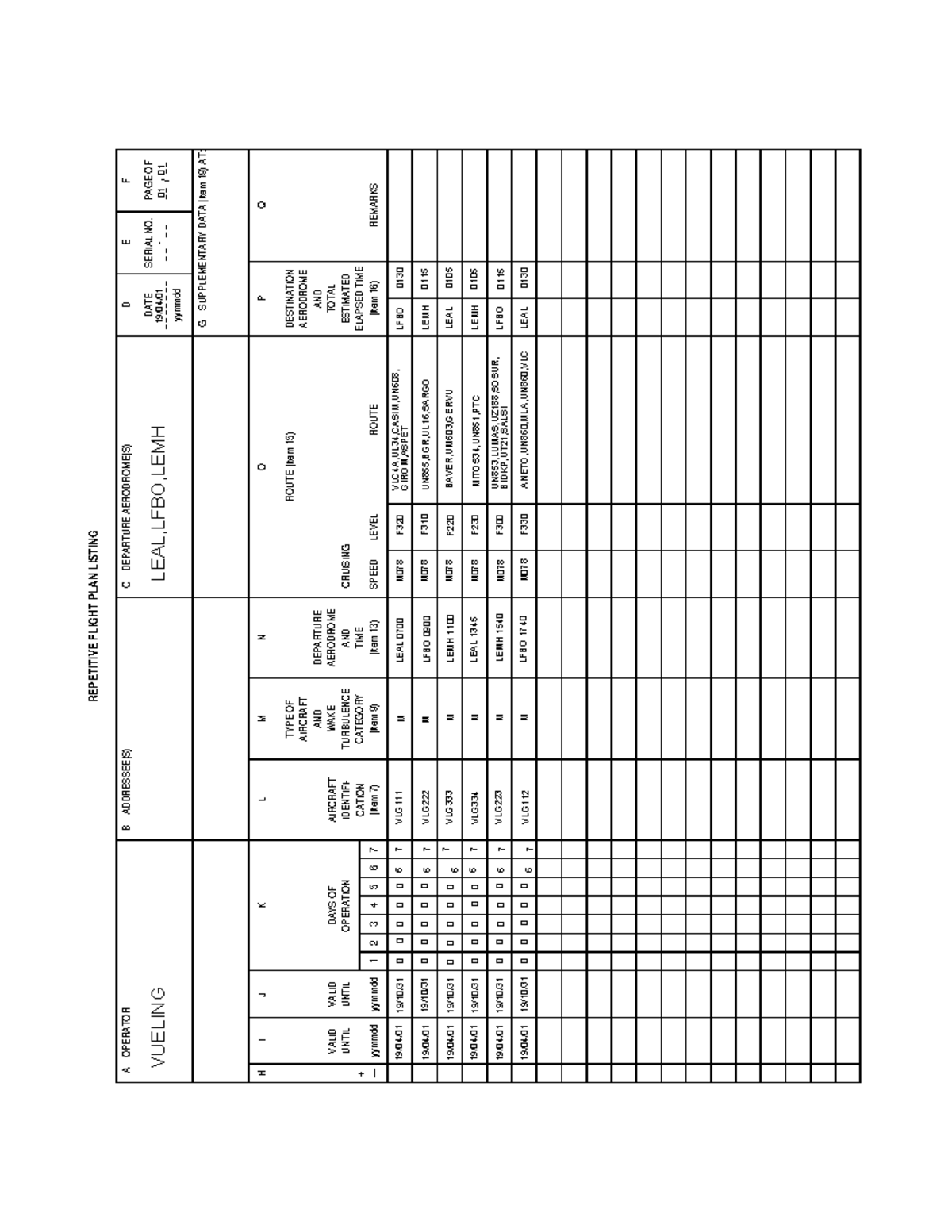 Flight plan assignment, for infraestructures del transport aeri ...