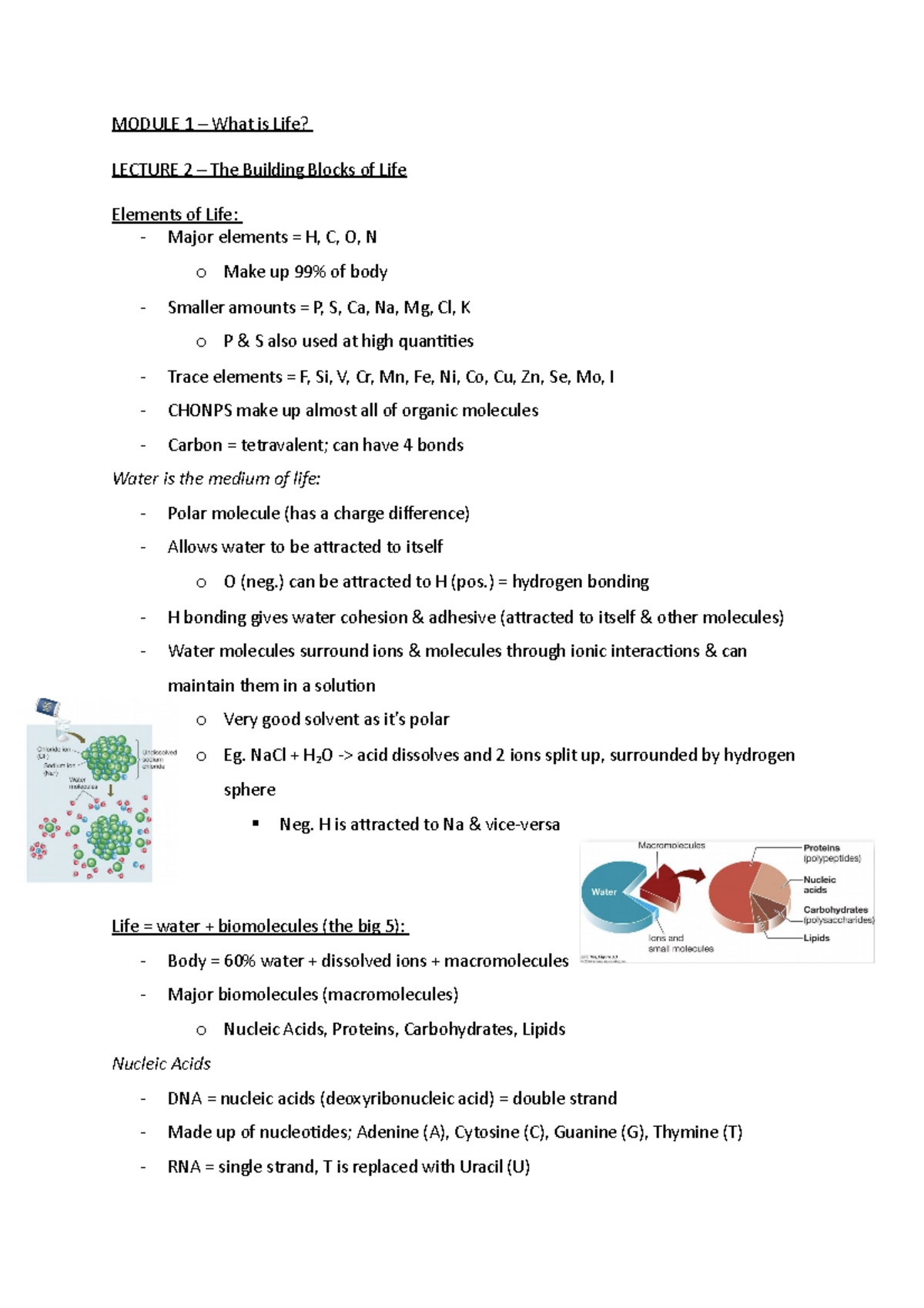 Module 1 – What is Life - MODULE 1 – What is Life? LECTURE 2 – The ...