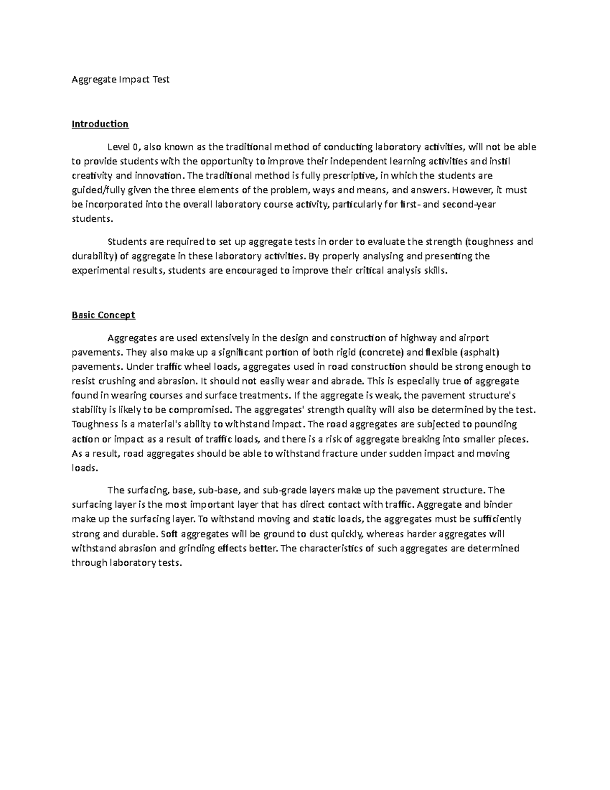 Aggregate Impact Test - Aggregate Impact Test Introduction Level 0 ...
