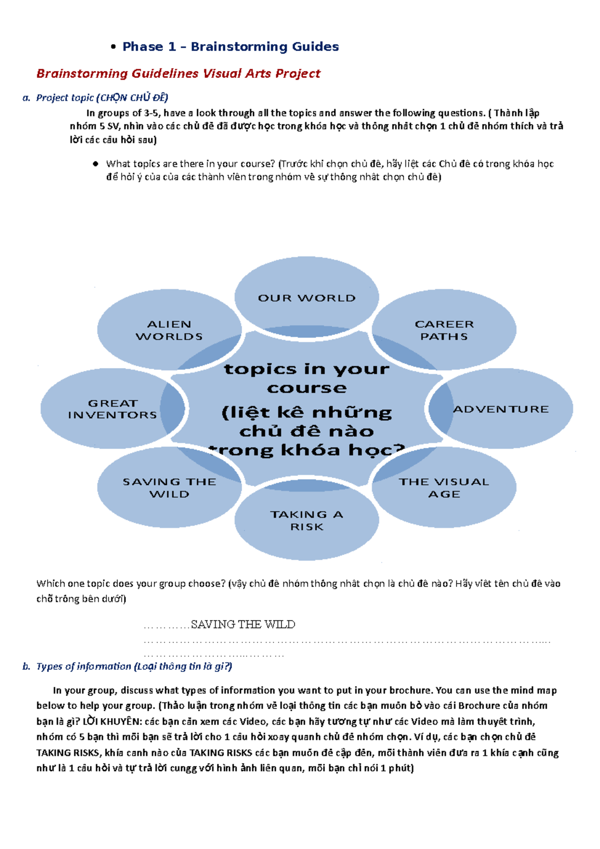 Phase 1 Visual ART Project - Phase 1 – Brainstorming Guides ...