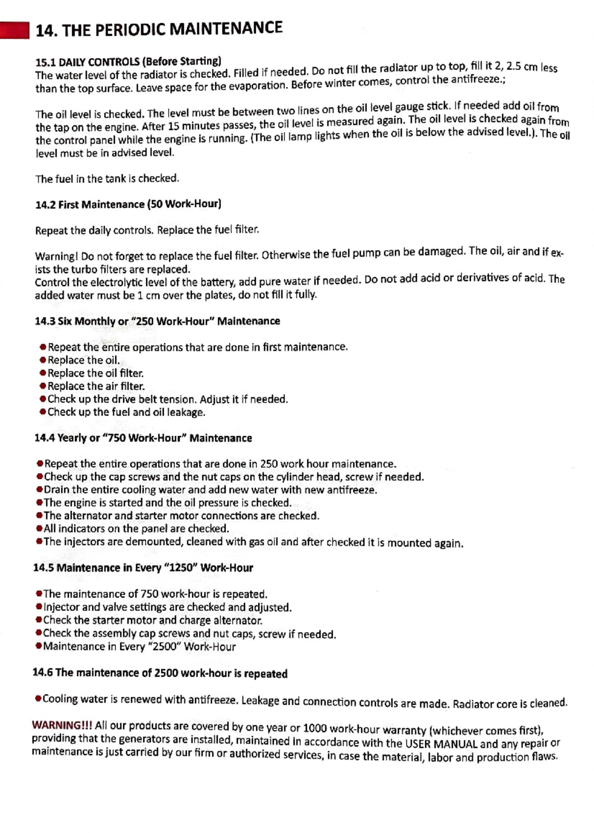 Genset Maintenance PLAN - 14. THE PERIODIC MAINTENANCE 15 DAILY ...
