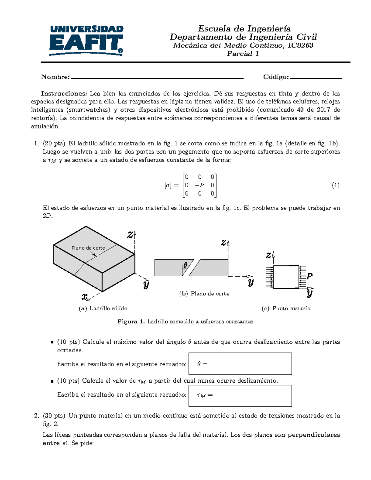 Parcial 1T1 - Escuela de Ingenier ́ıa Departamento de Ingenier ́ıa ...