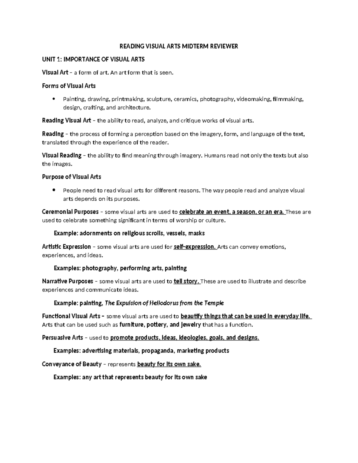 Reading Visual ARTS Midterm Reviewer - READING VISUAL ARTS MIDTERM ...