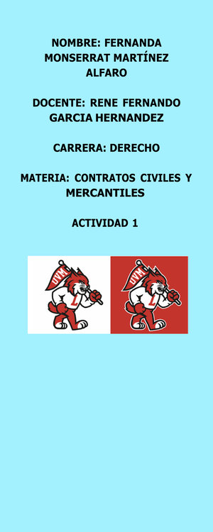 Clasifiación Contratos Civiles - Contratos Civiles y Mercantiles Redactará una o varias ...