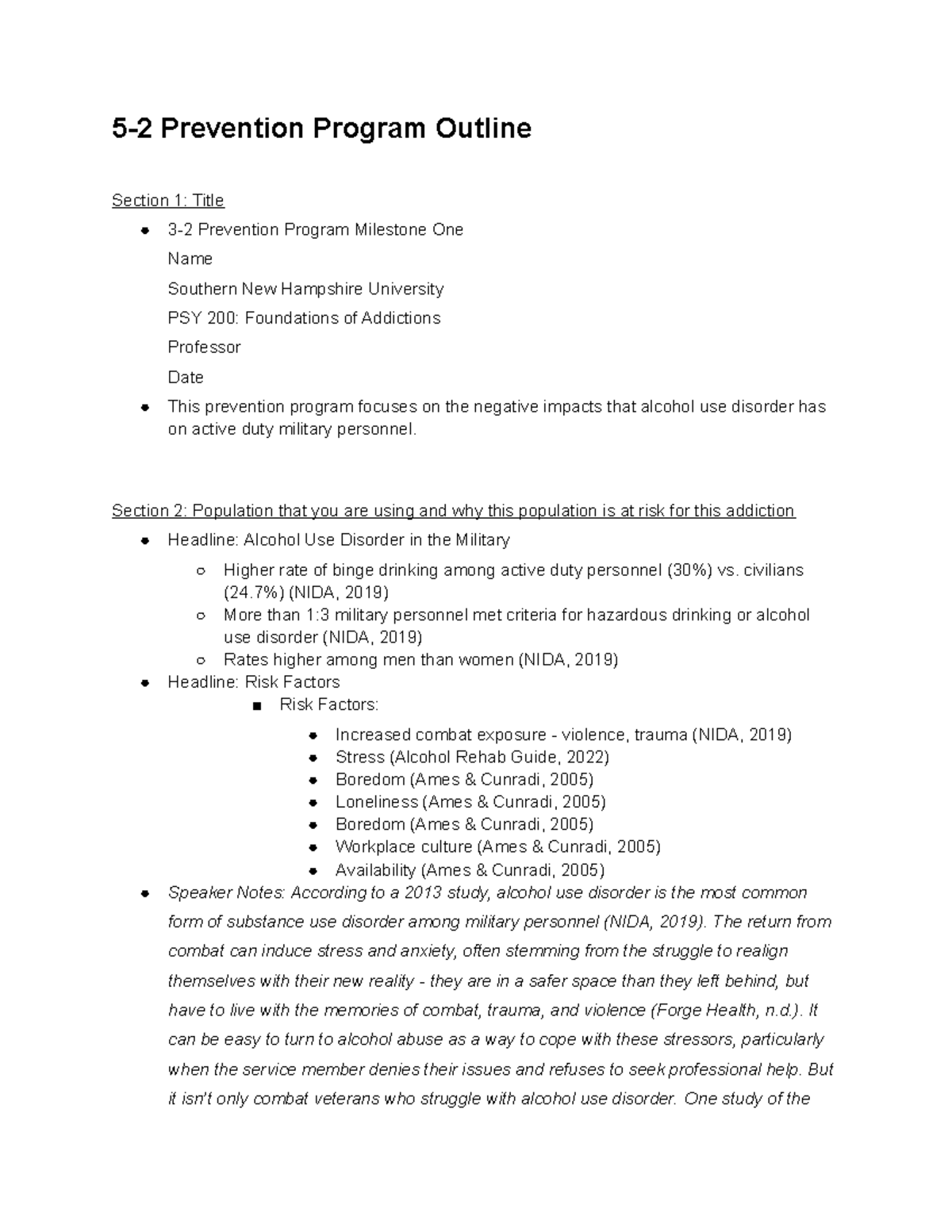 5-2 Prevention Program - Outline - 5-2 Prevention Program Outline ...