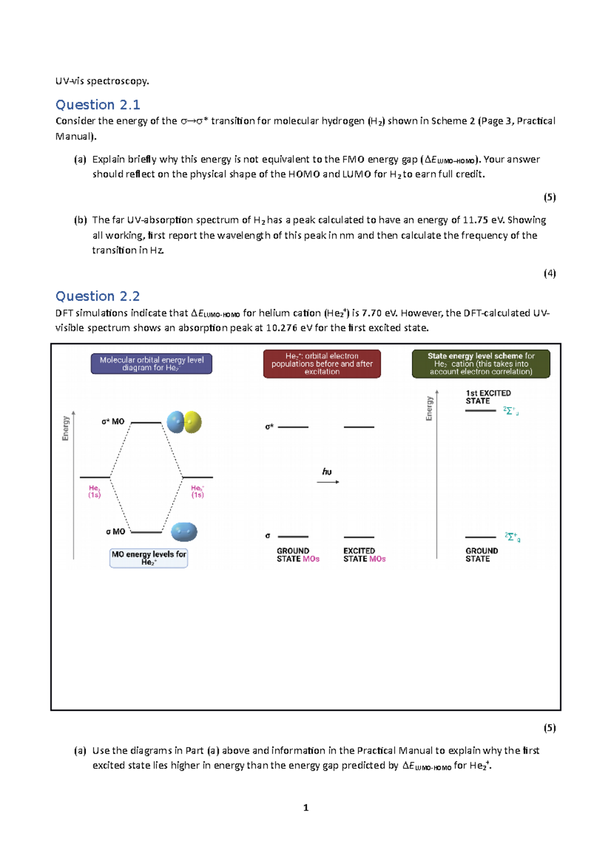 Spectroscopy Work Sheet (UV-vis) - UV-vis spectroscopy. Question 2 ...