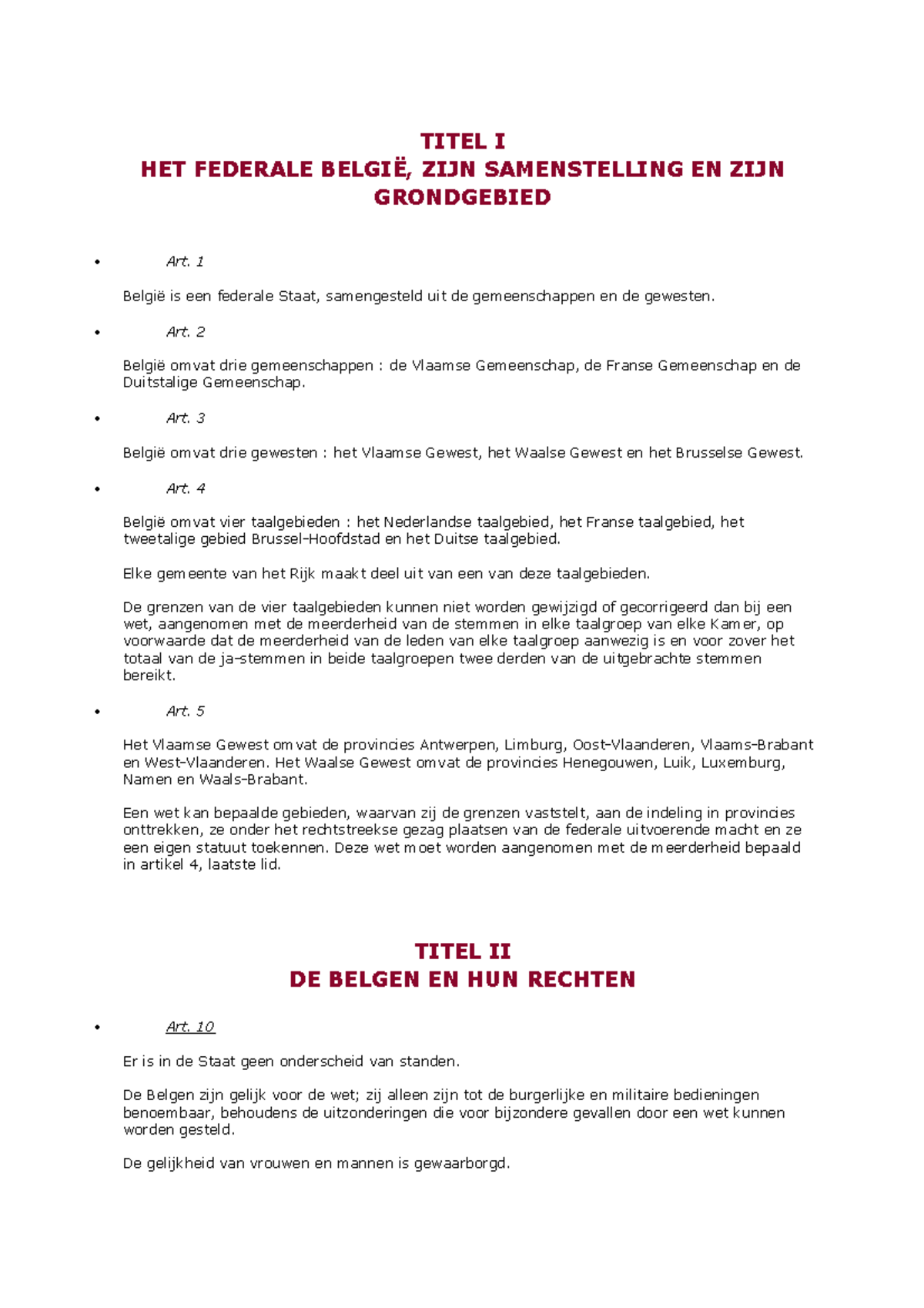 Grondwet-artikels - Marc Hooghe grondwetsartikels - TITEL I HET ...