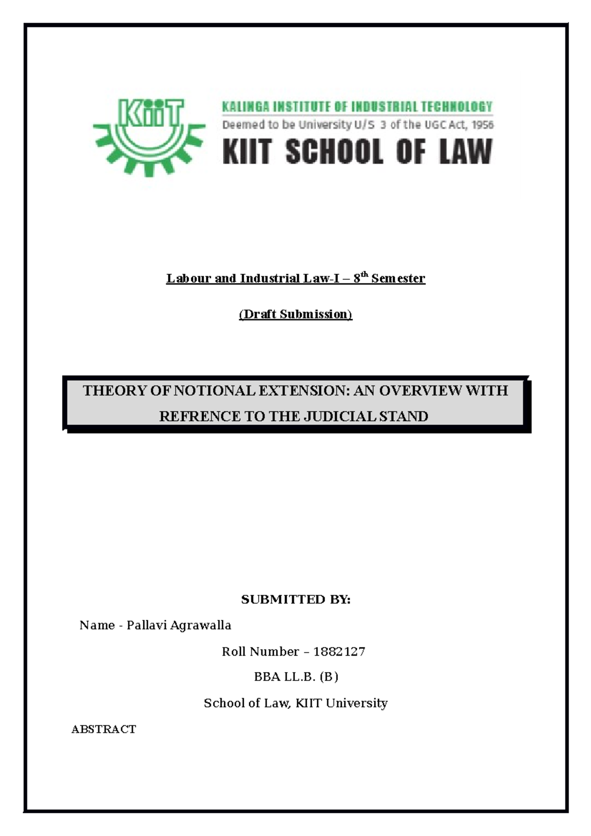 Labor Law - Draft - THEORY OF NOTIONAL EXTENSION: AN OVERVIEW WITH ...