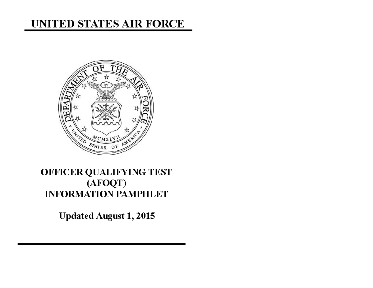 Afoqt Pamphlet 2014 2015 - UNITED STATES AIR FORCE OFFICER QUALIFYING ...
