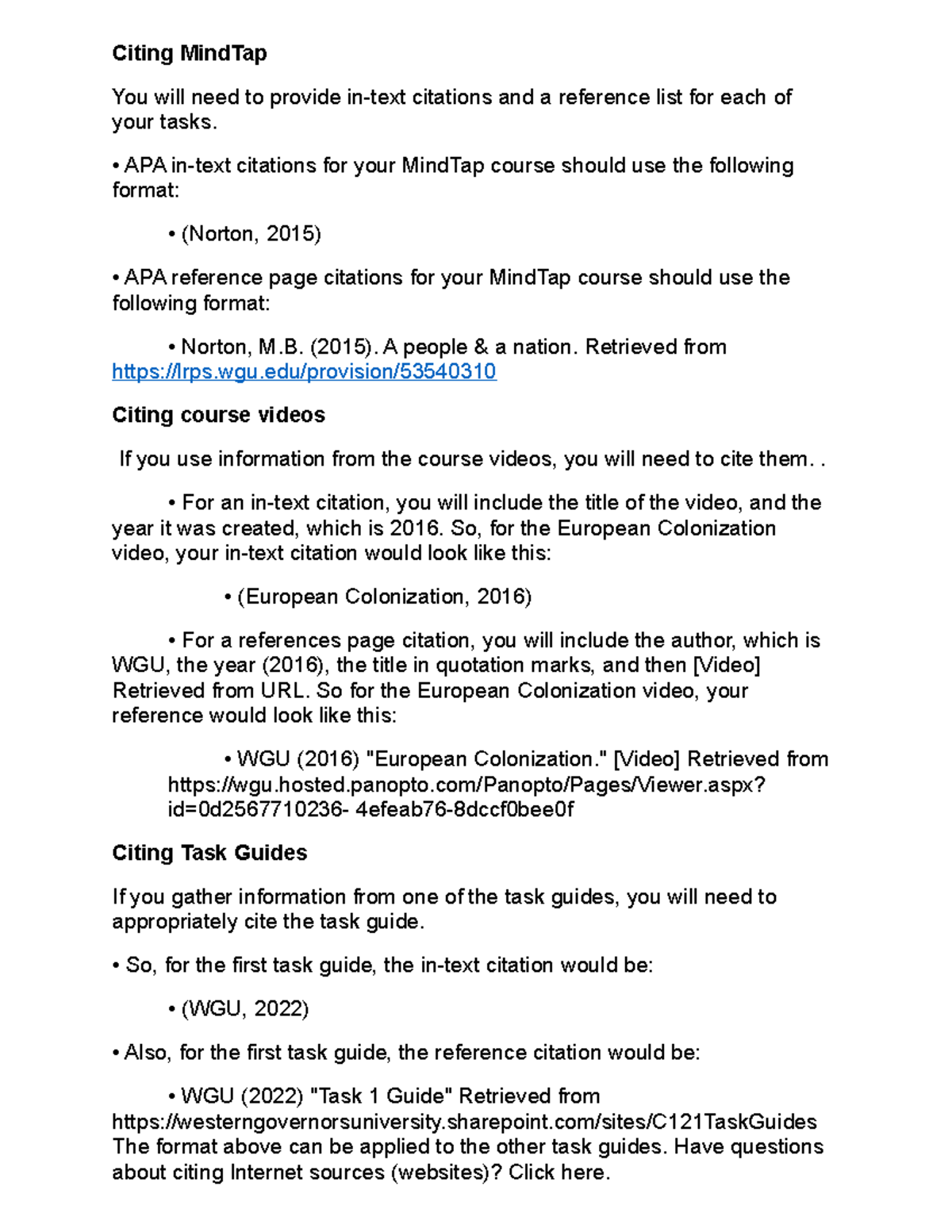 How to cite a textbook word doc - Citing MindTap You will need to ...