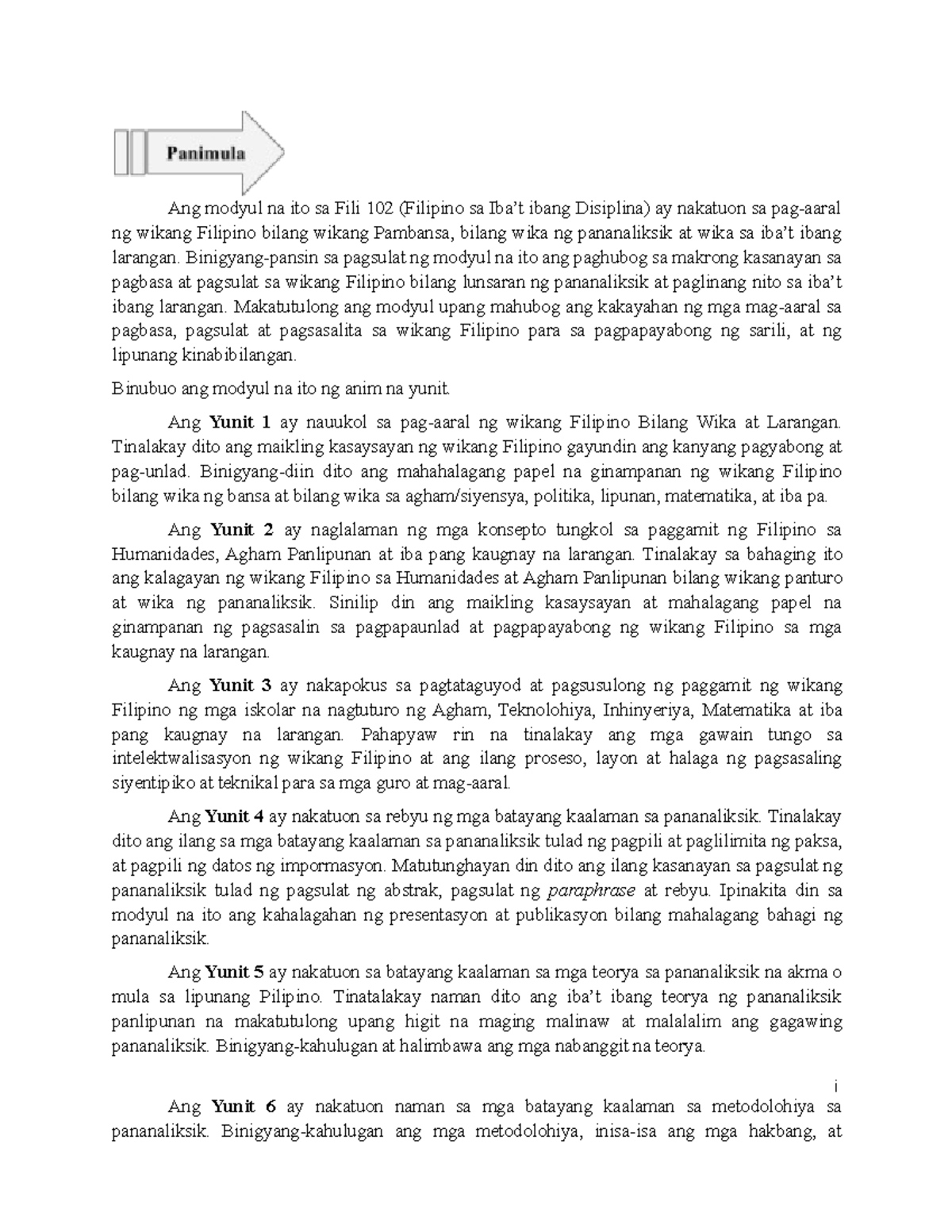 Fili-102 Filipino-sa-Iba t-ibang-Disiplina-Module-1 - Ang modyul na ito ...