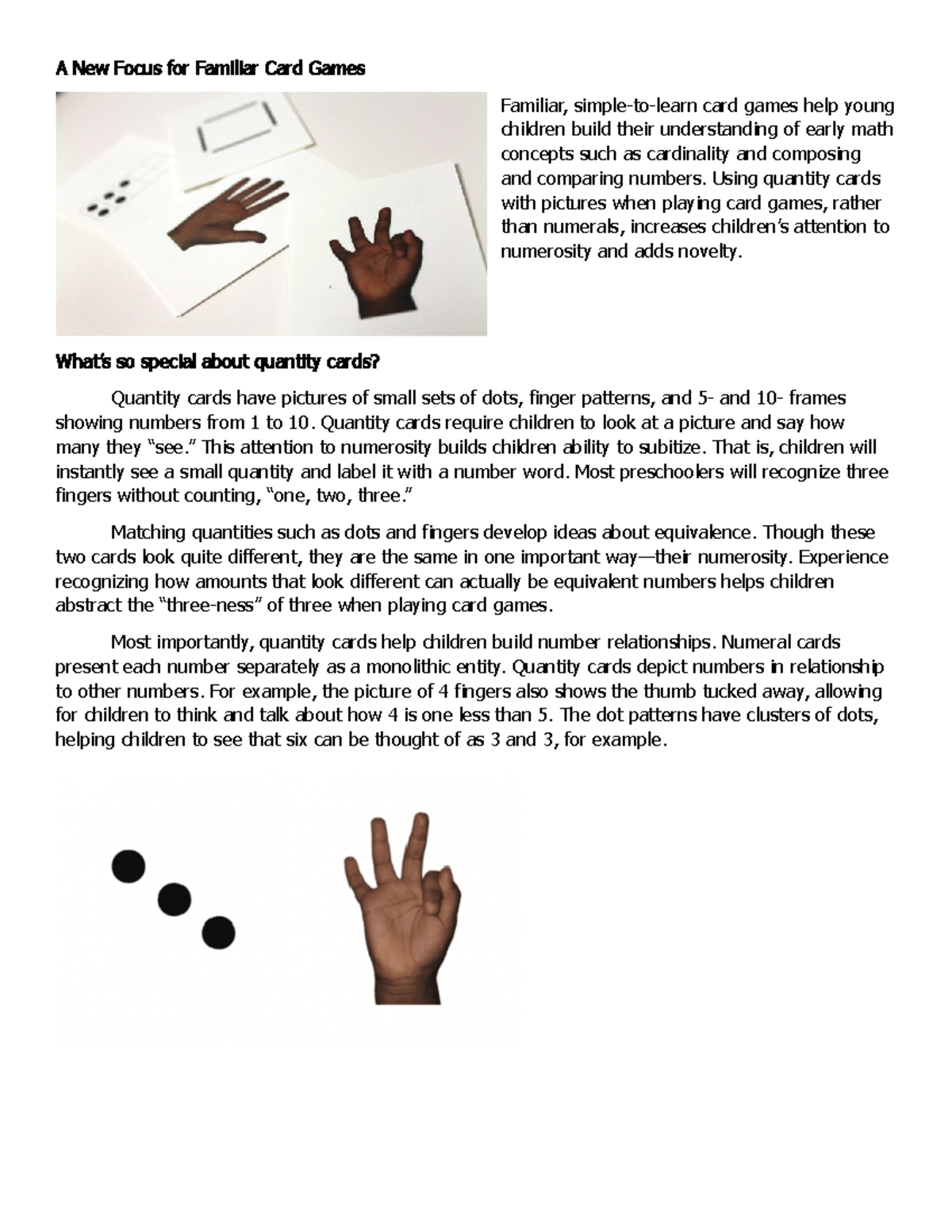 Number Sense - Raed - A New Focus for Familiar Card Games Familiar ...