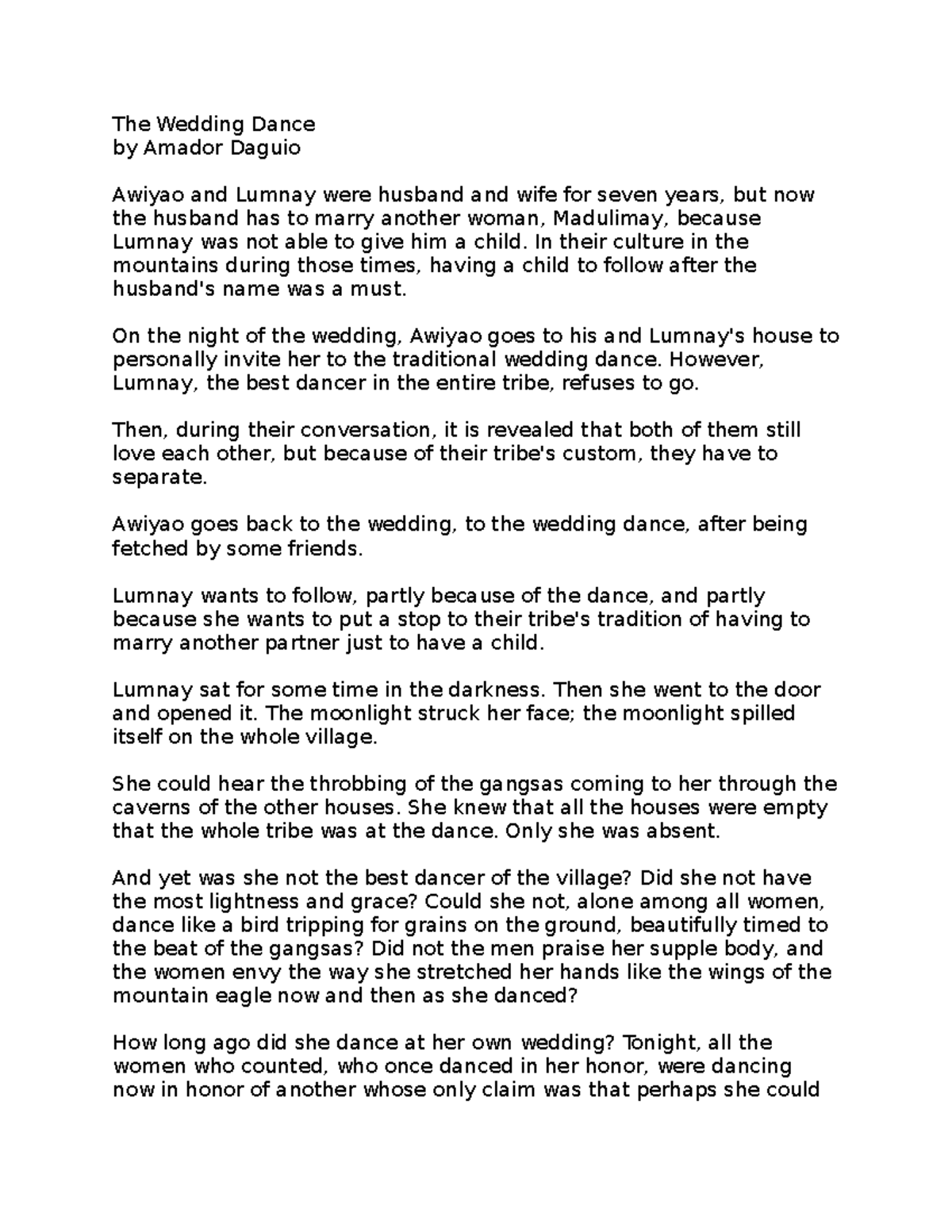 The-Wedding-Dance - Literature - The Wedding Dance by Amador Daguio Awiyao and Lumnay were ...