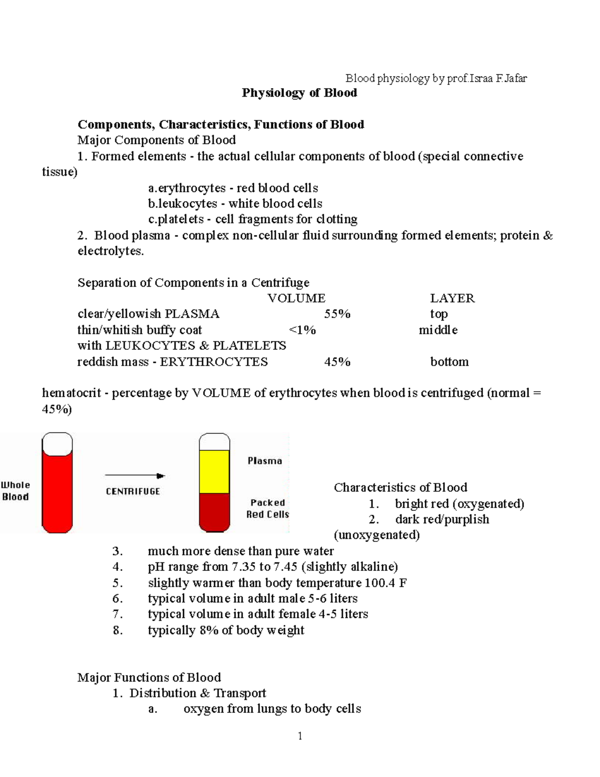 -Blood-Physiology notes - Physiology of Blood Components ...