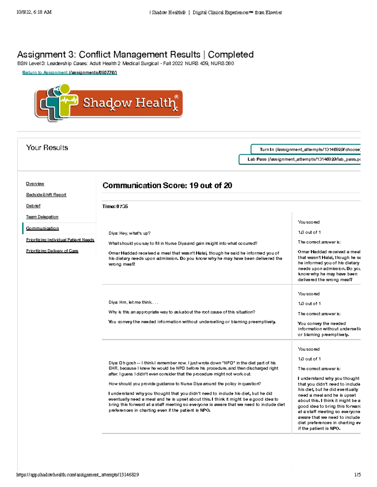 Communication - Shadow Health® │ Digital Clinical Experiences™ from ...