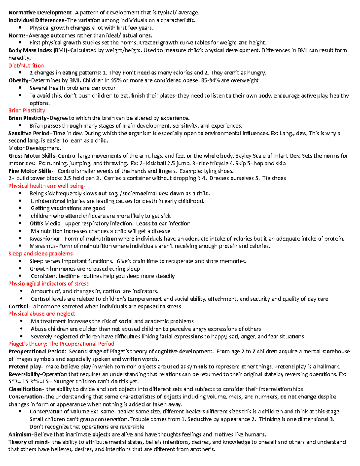 Chapter 7 - Summary Lifespan Development: Infancy to Adulthood ...