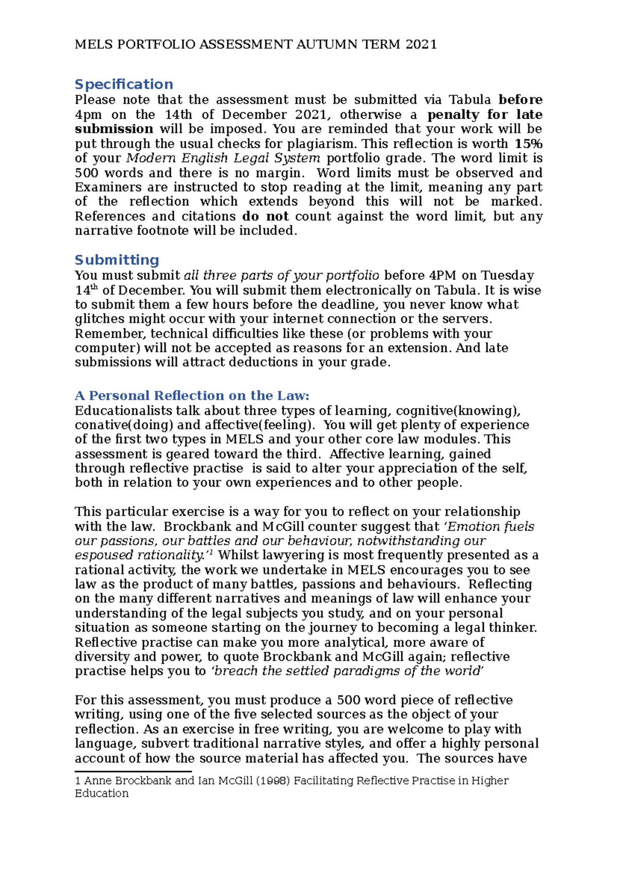 Reflection Exercise Final WITH Links 2021.2022 - MELS PORTFOLIO ...