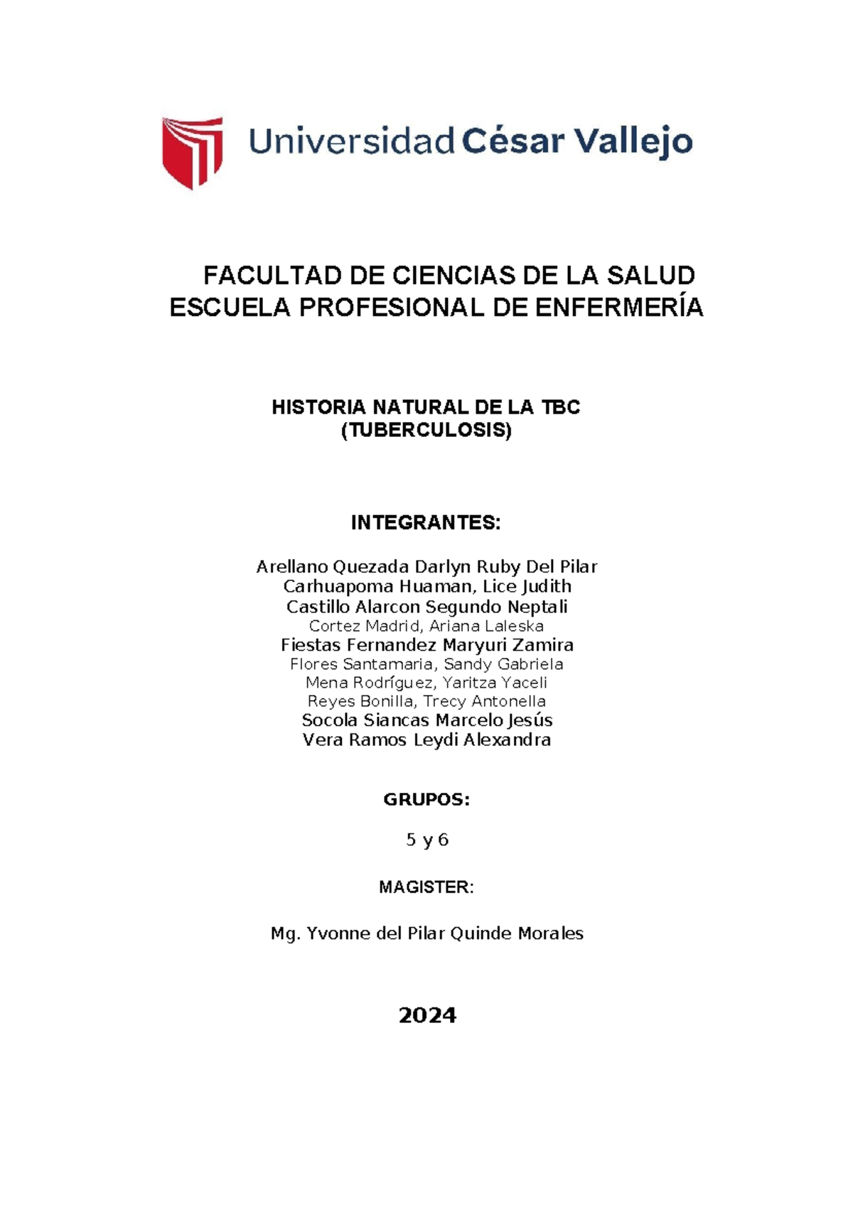 Historia Natural DE LA TBC ( Grupo) - FACULTAD DE CIENCIAS DE LA SALUD ...
